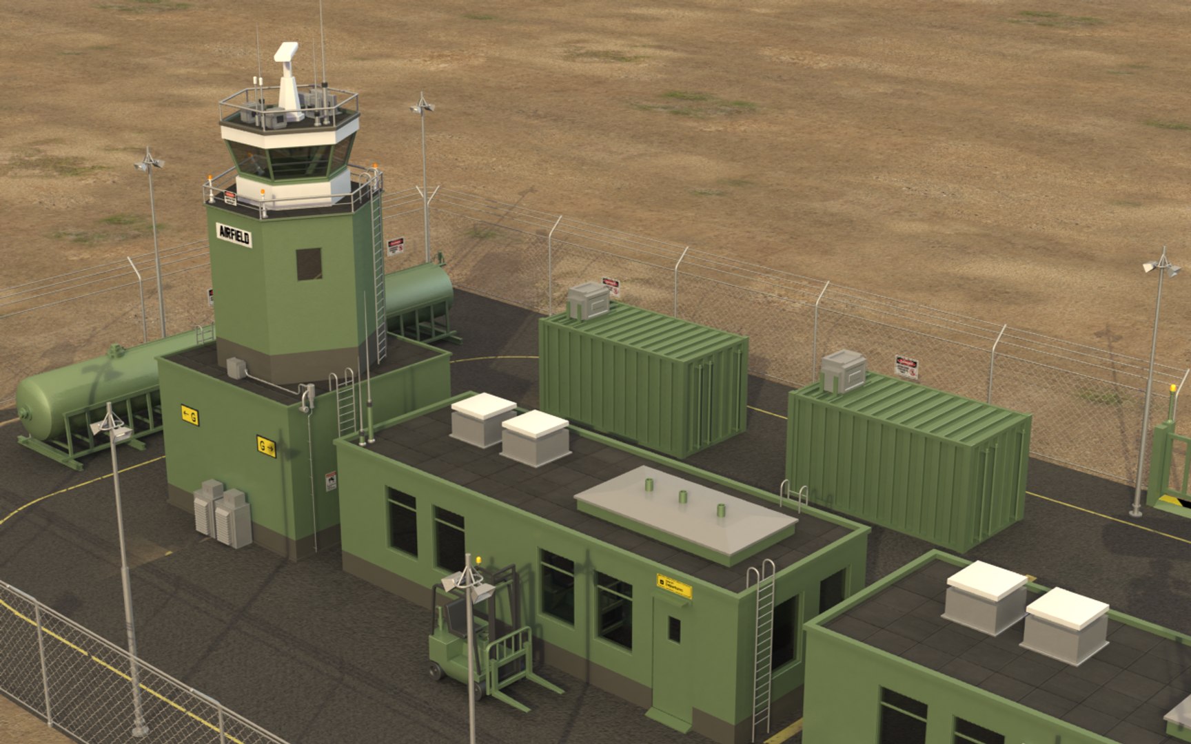 3d military airfield model
