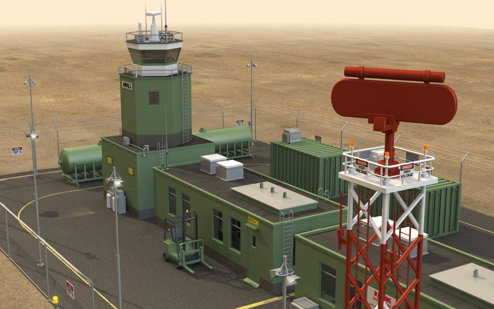 3d military airfield model