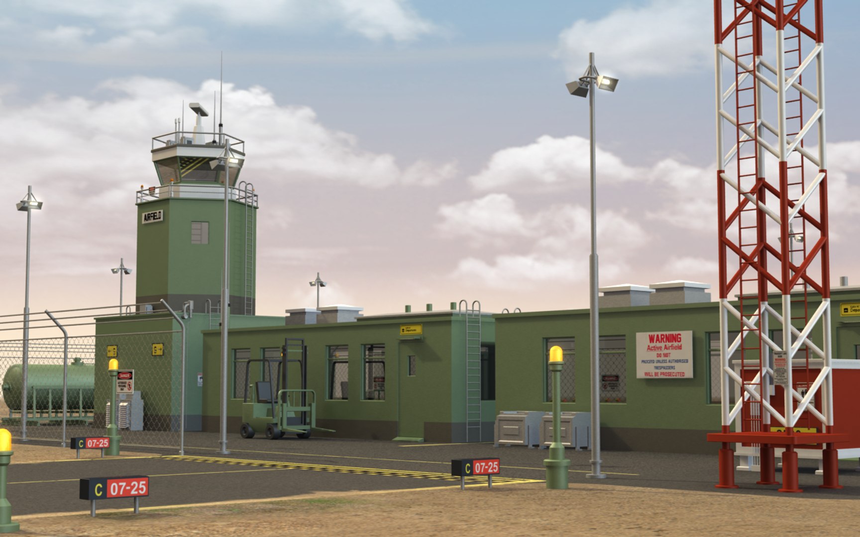 3d military airfield model