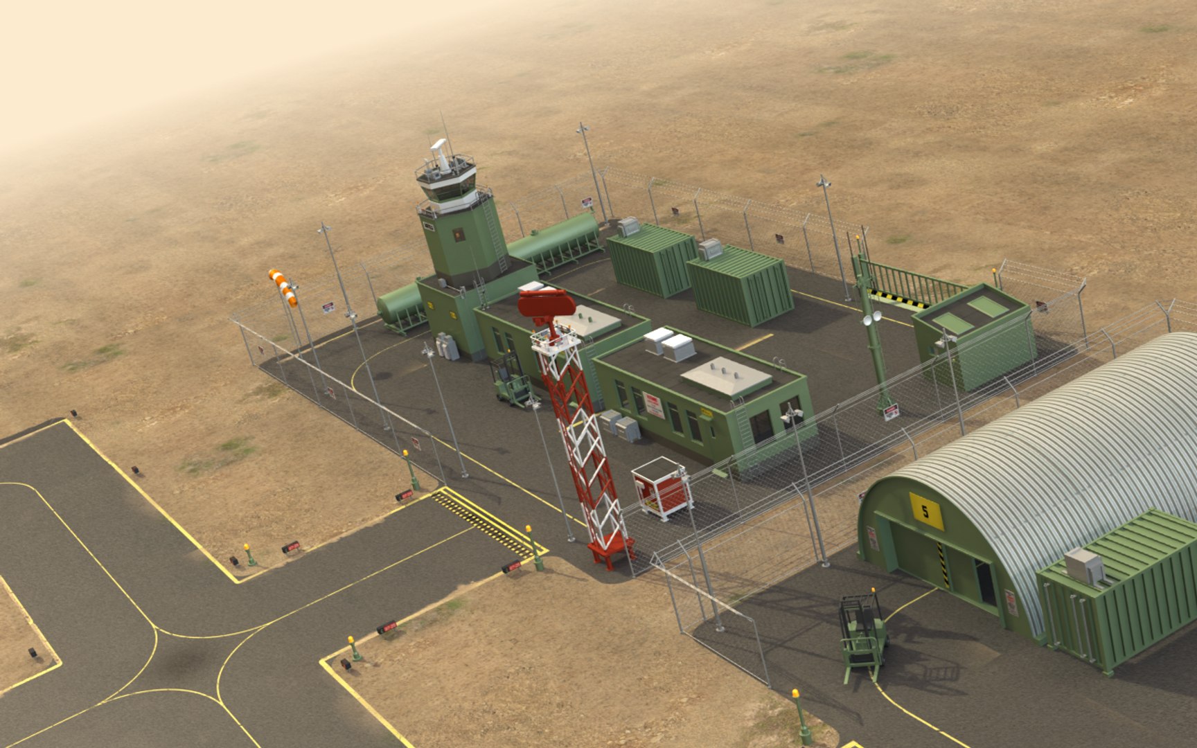 3d military airfield model