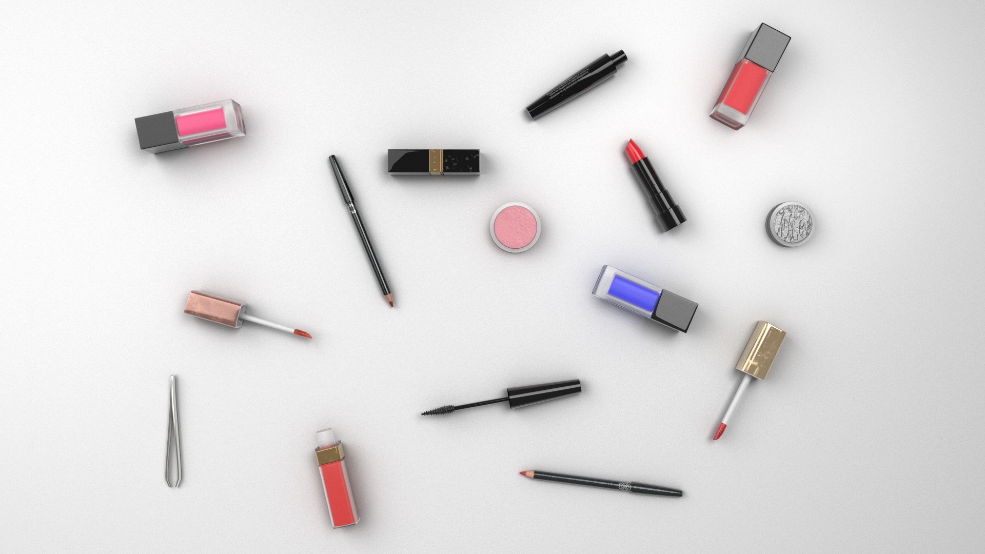 3D Make Up Mascara Polish Eyeliner Lipsticks Model - TurboSquid 2015961