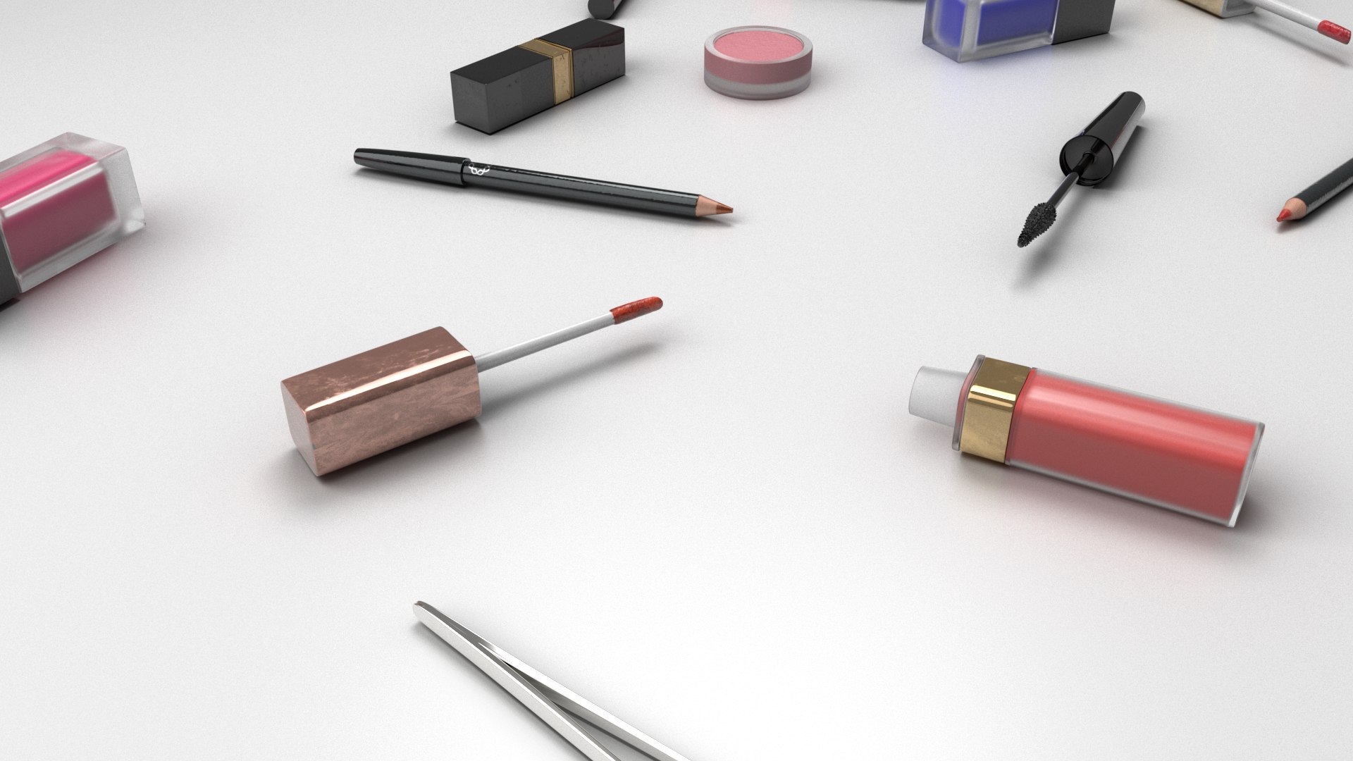 3D Make Up Mascara Polish Eyeliner Lipsticks Model - TurboSquid 2015961