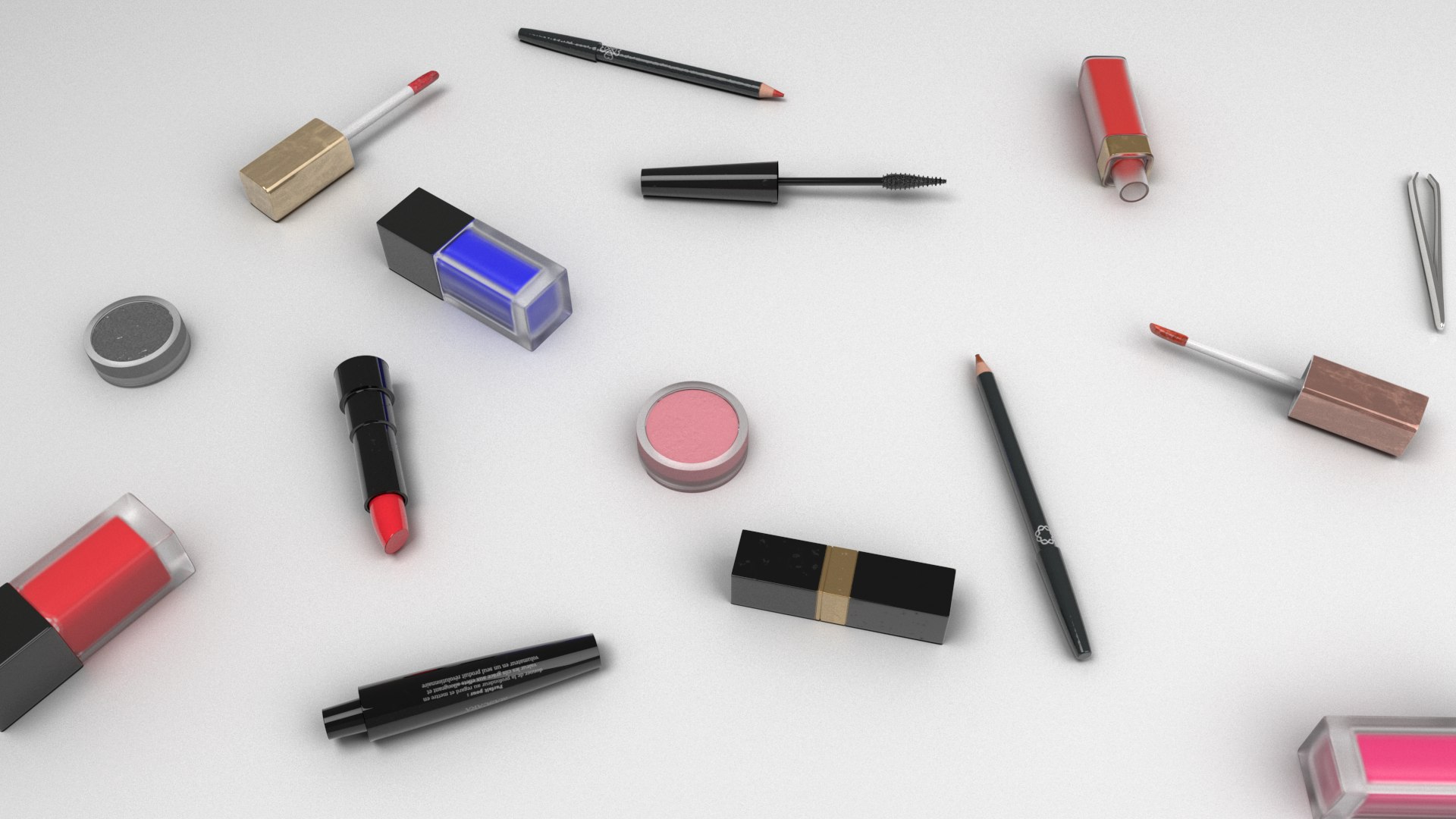 3D Make Up Mascara Polish Eyeliner Lipsticks Model - TurboSquid 2015961