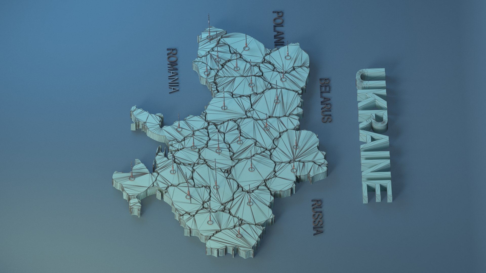 3D Ukraine map with states name medium poly - TurboSquid 1862420