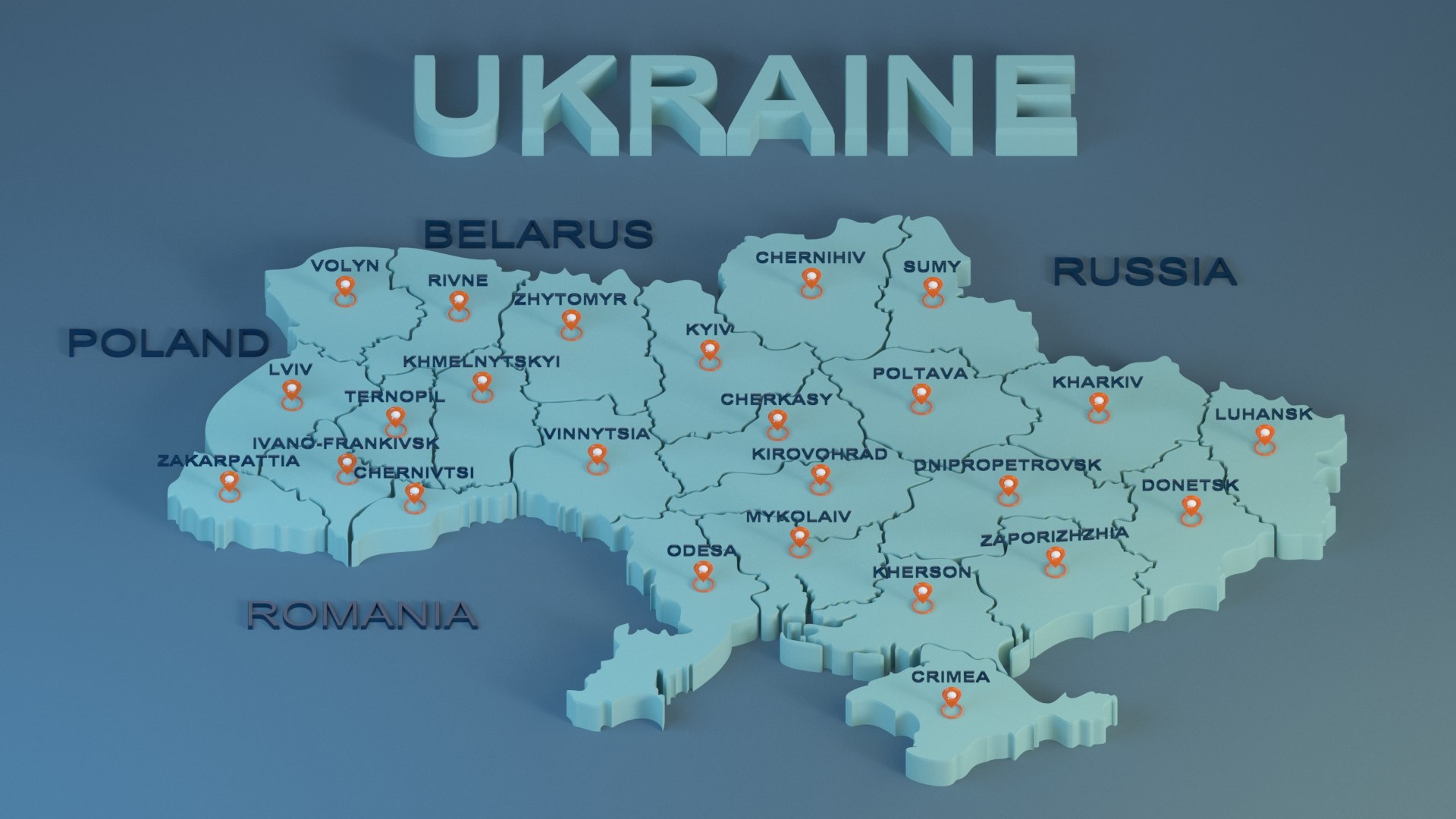 3D Ukraine map with states name medium poly - TurboSquid 1862420