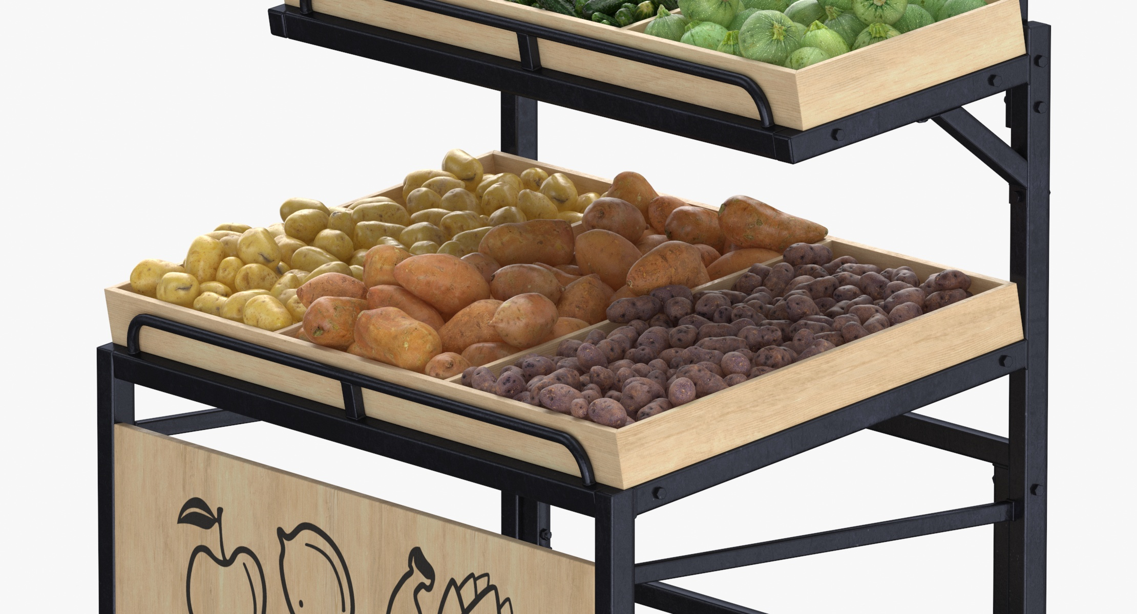 3D model Wooden Display Racks Collection With and Without Tag ...