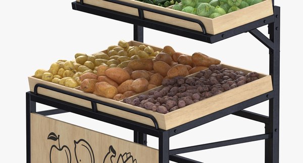 3D model Wooden Display Racks Collection With and Without Tag ...