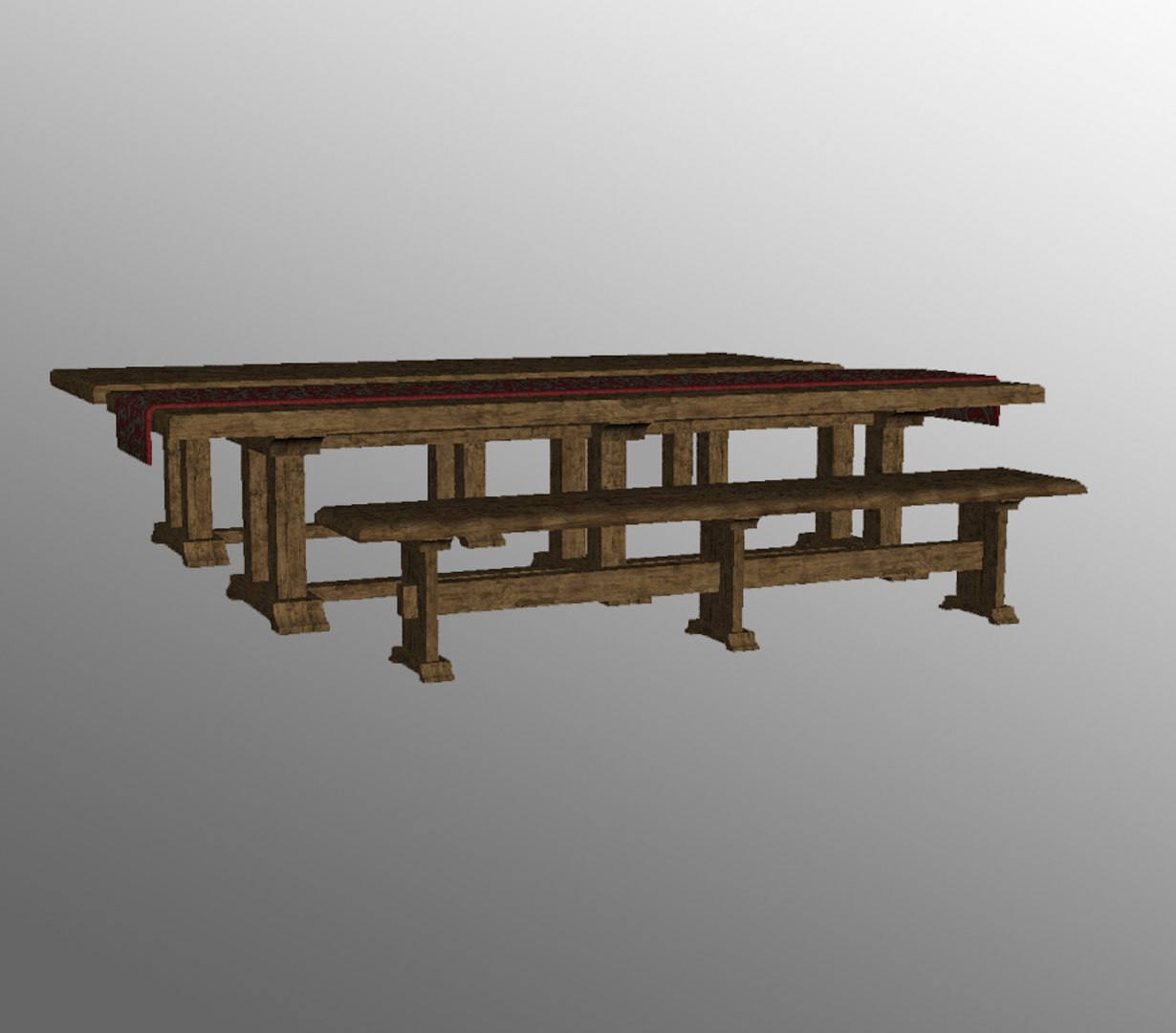 wooden table 3d obj
