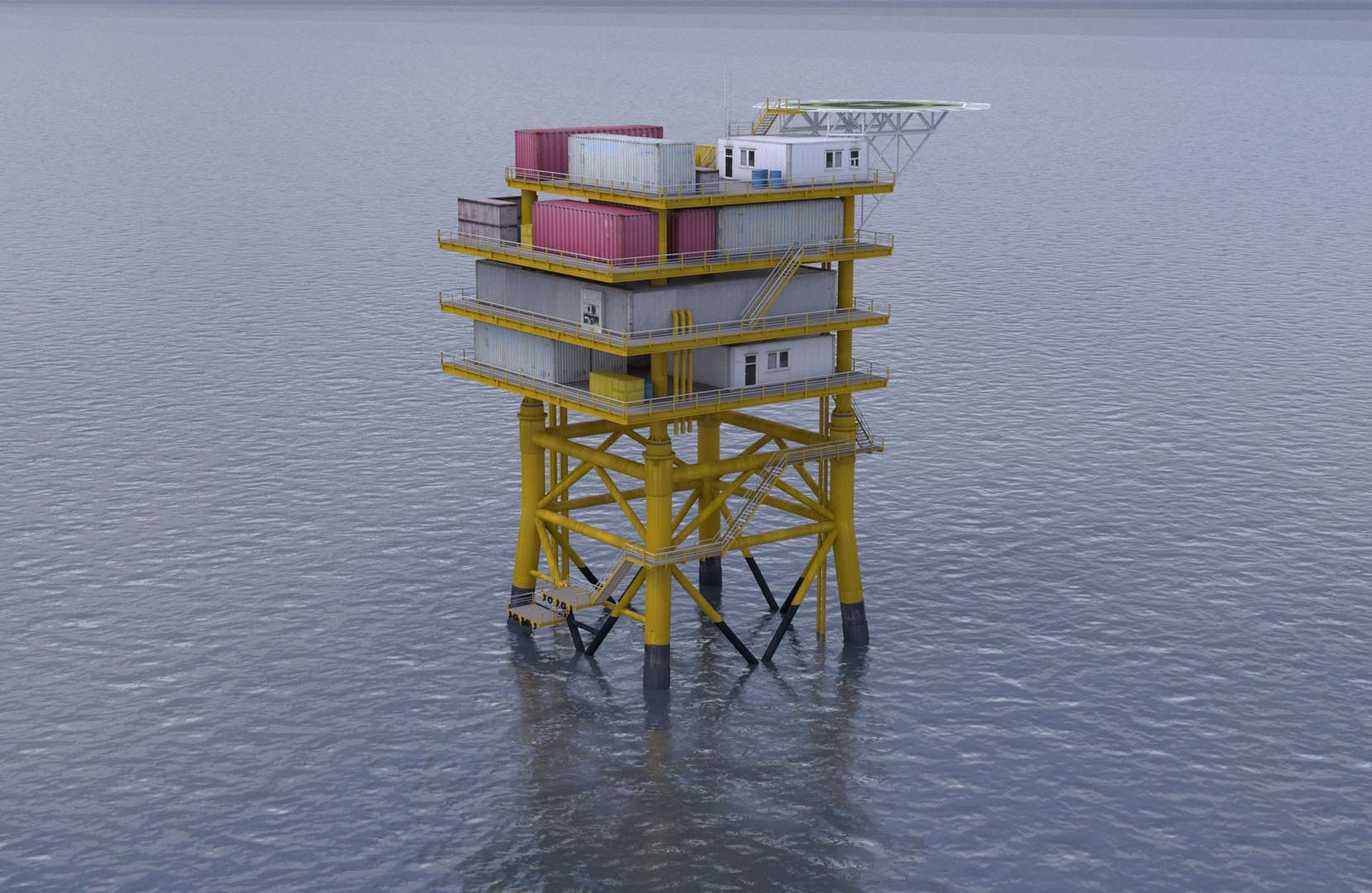 Offshore wind farm Jacket and Substation 3D model - TurboSquid 2173054