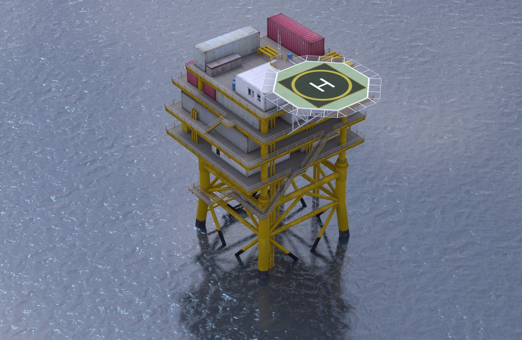 Offshore wind farm Jacket and Substation 3D model - TurboSquid 2173054