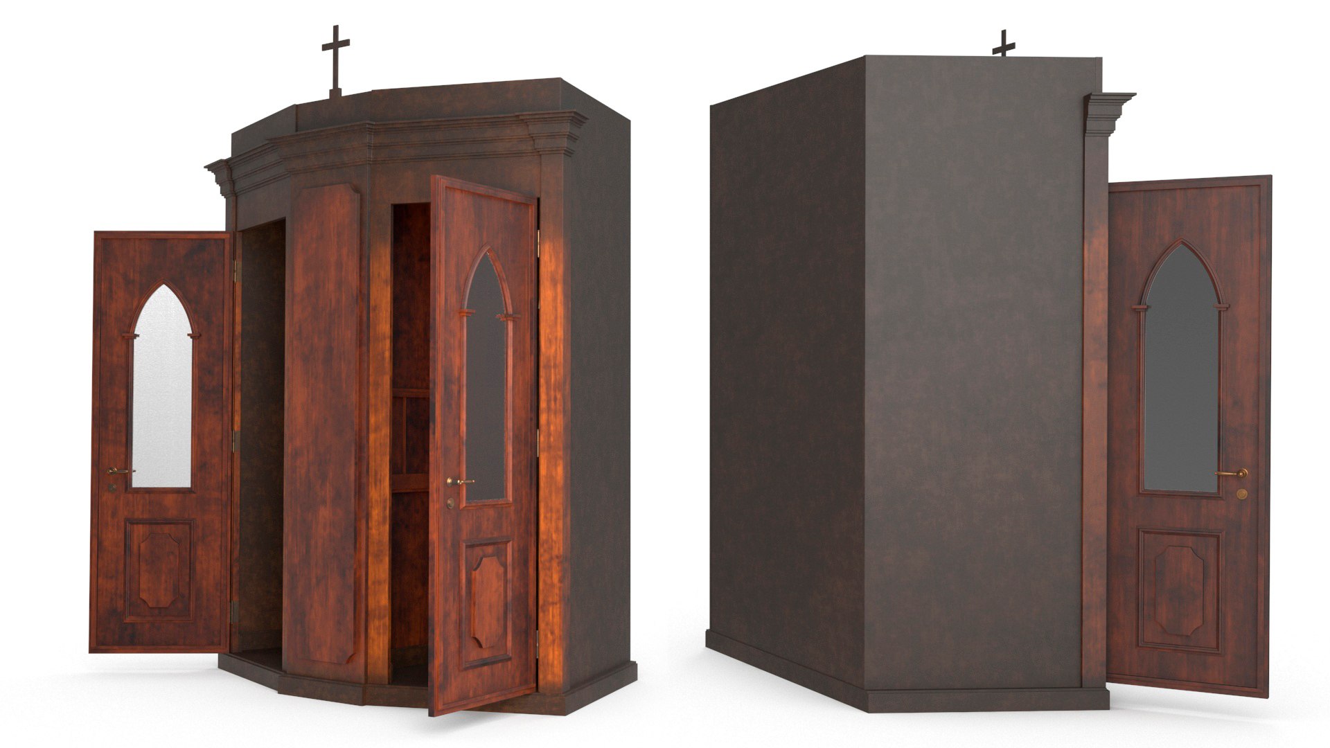 Confessional Booth Dark Wood Open 3D Model - TurboSquid 2240443