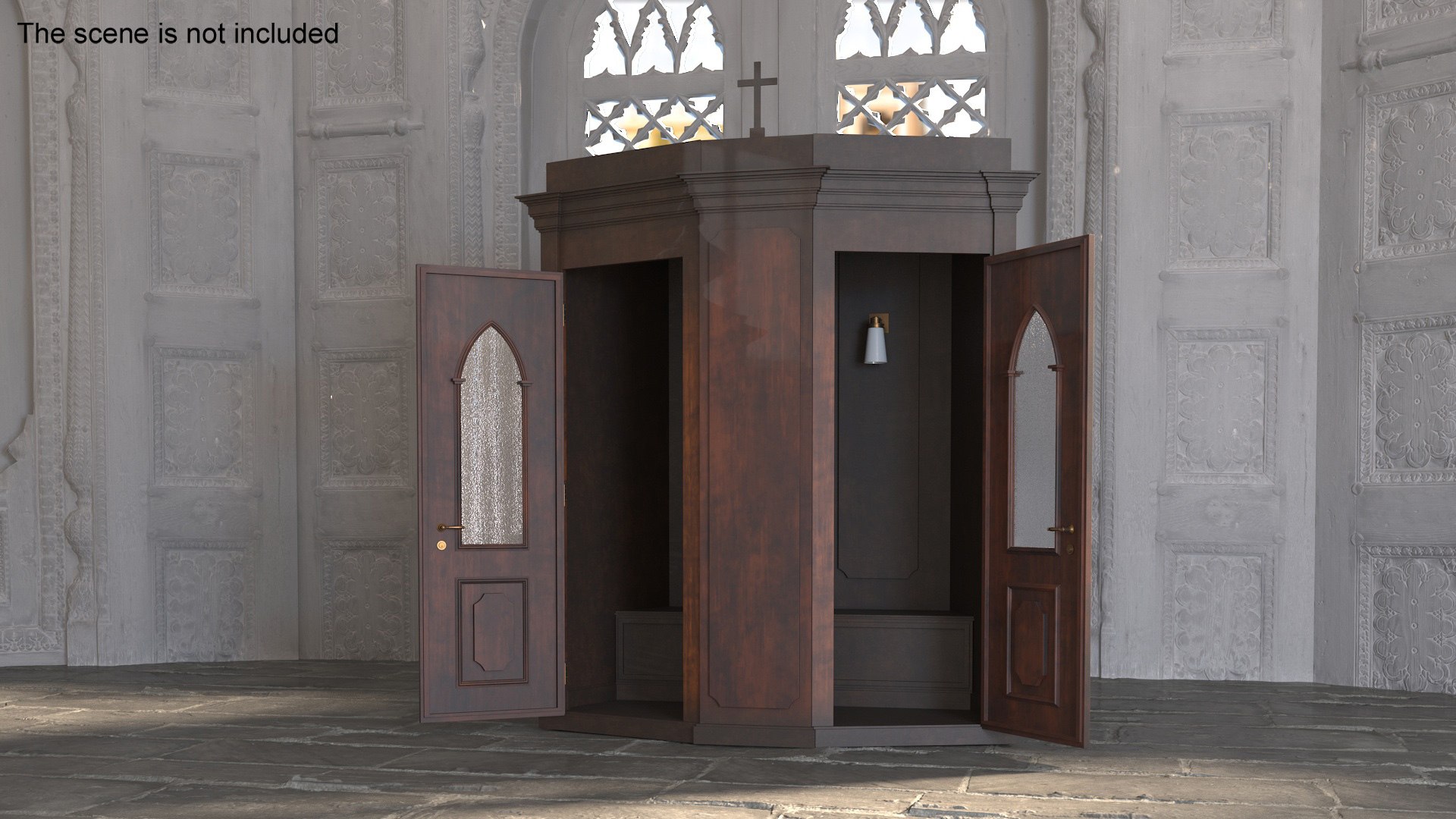 Confessional Booth Dark Wood Open 3D Model - TurboSquid 2240443