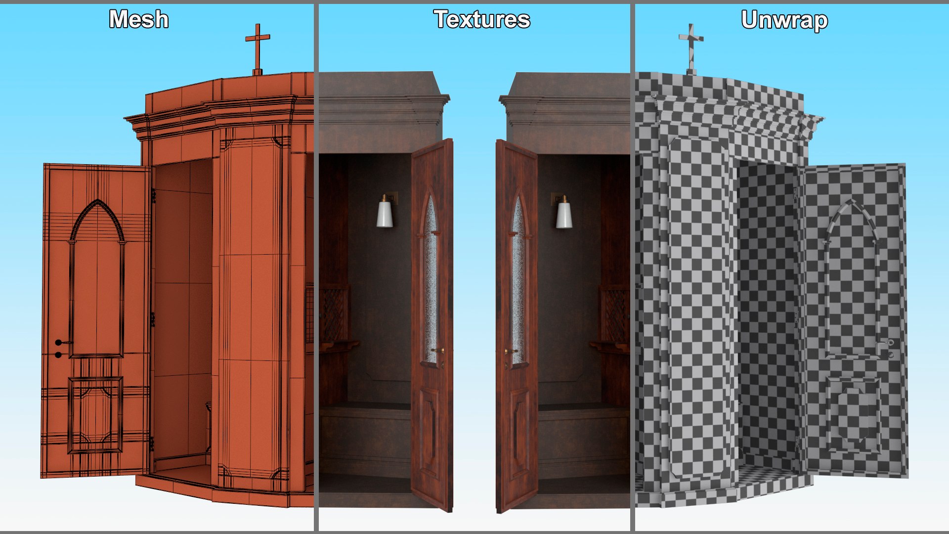 Confessional Booth Dark Wood Open 3D Model - TurboSquid 2240443