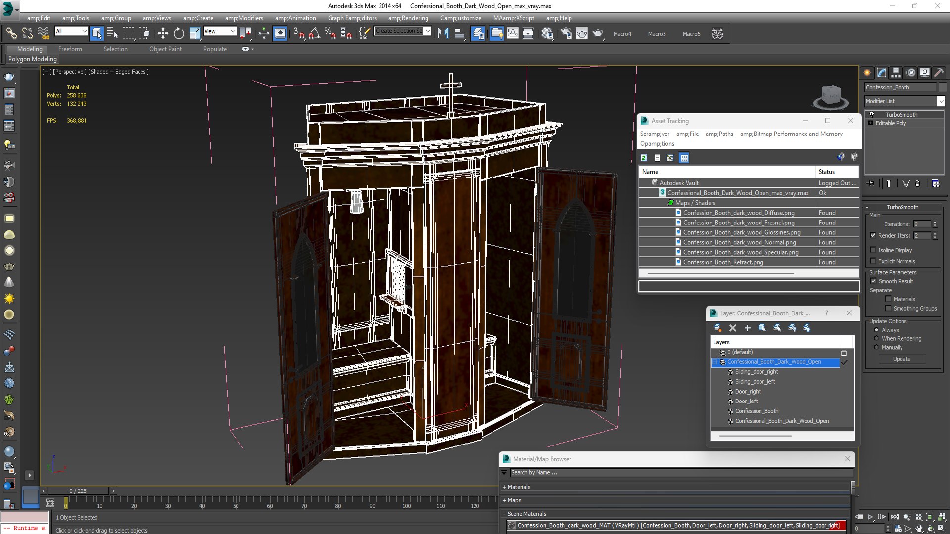 Confessional Booth Dark Wood Open 3D Model - TurboSquid 2240443