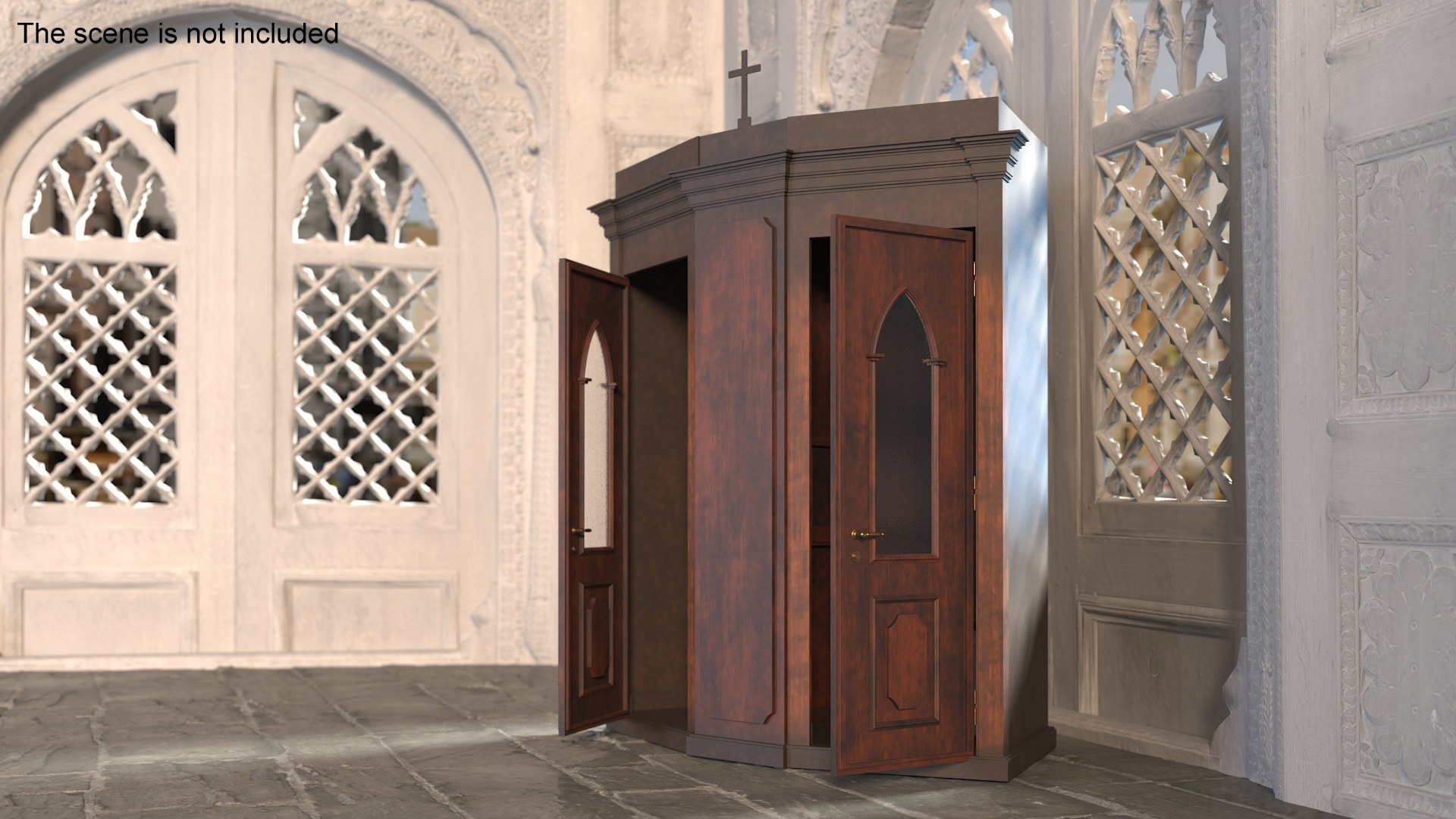 Confessional Booth Dark Wood Open 3D Model - TurboSquid 2240443