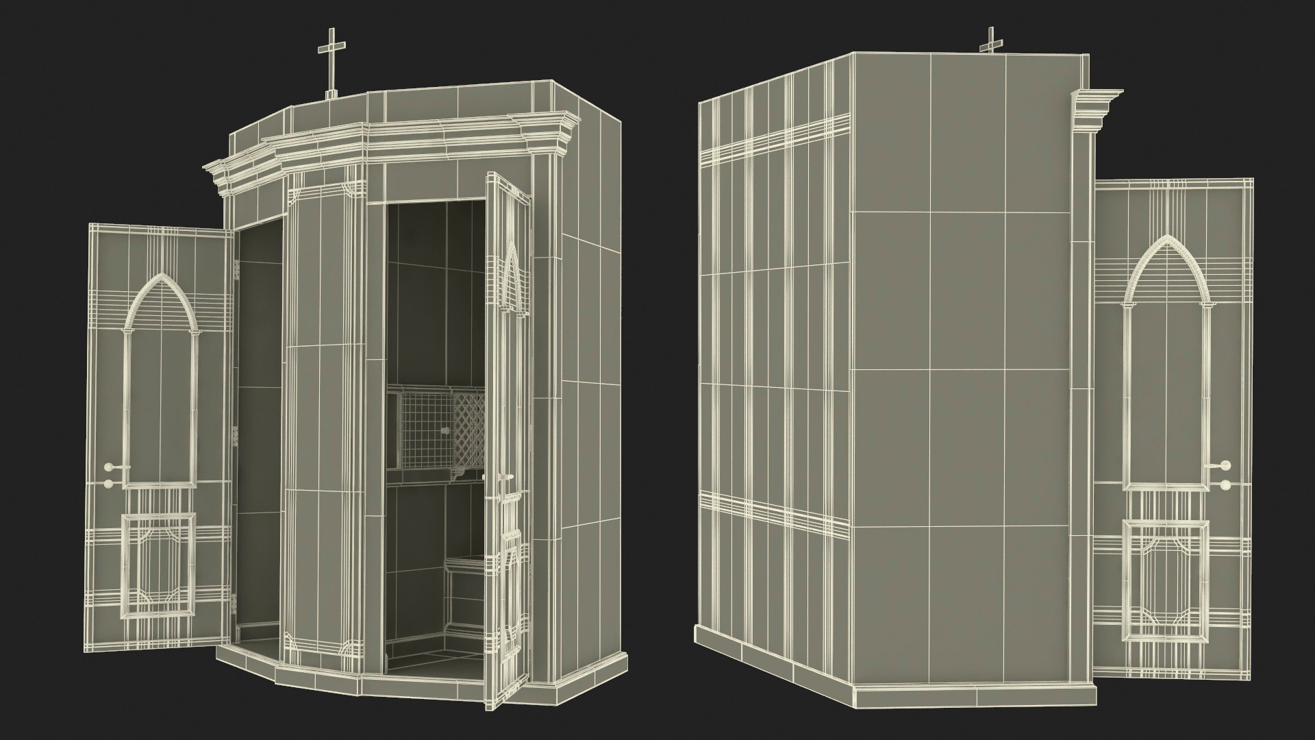 Confessional Booth Dark Wood Open 3D Model - TurboSquid 2240443