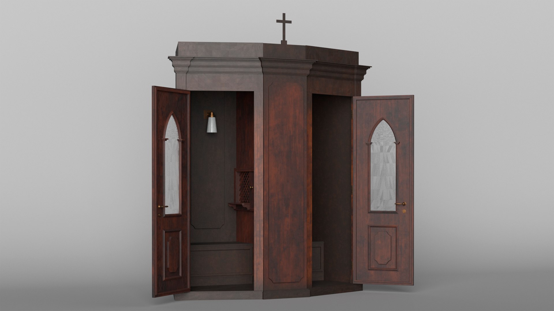 Confessional Booth Dark Wood Open 3D Model - TurboSquid 2240443