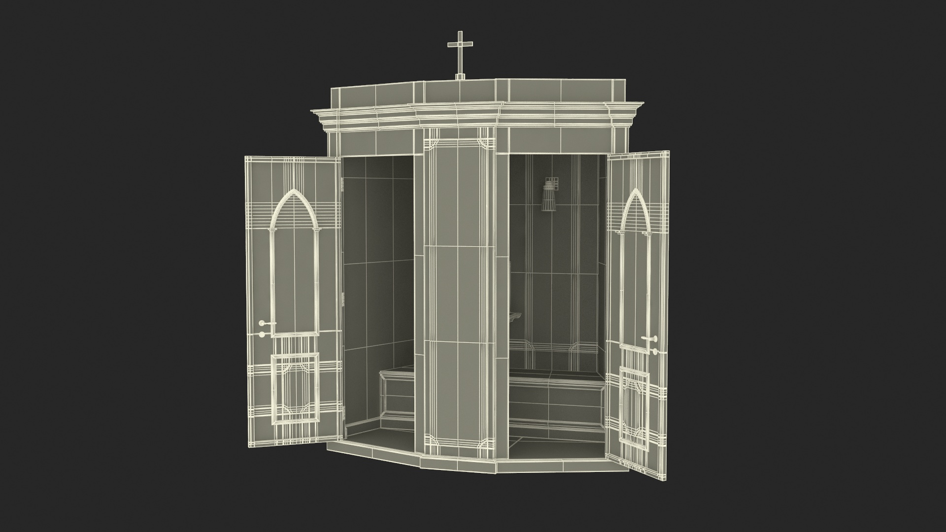 Confessional Booth Dark Wood Open 3D Model - TurboSquid 2240443