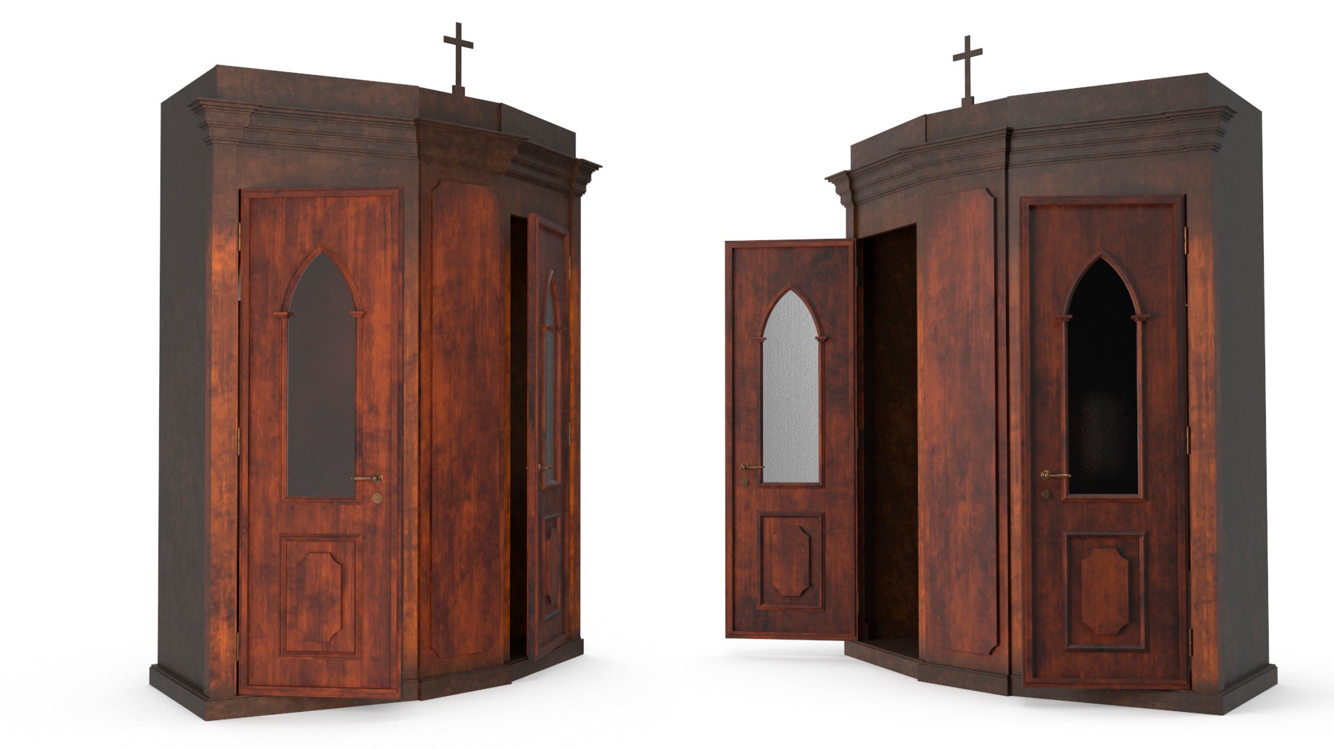 Confessional Booth Dark Wood Open 3D Model - TurboSquid 2240443