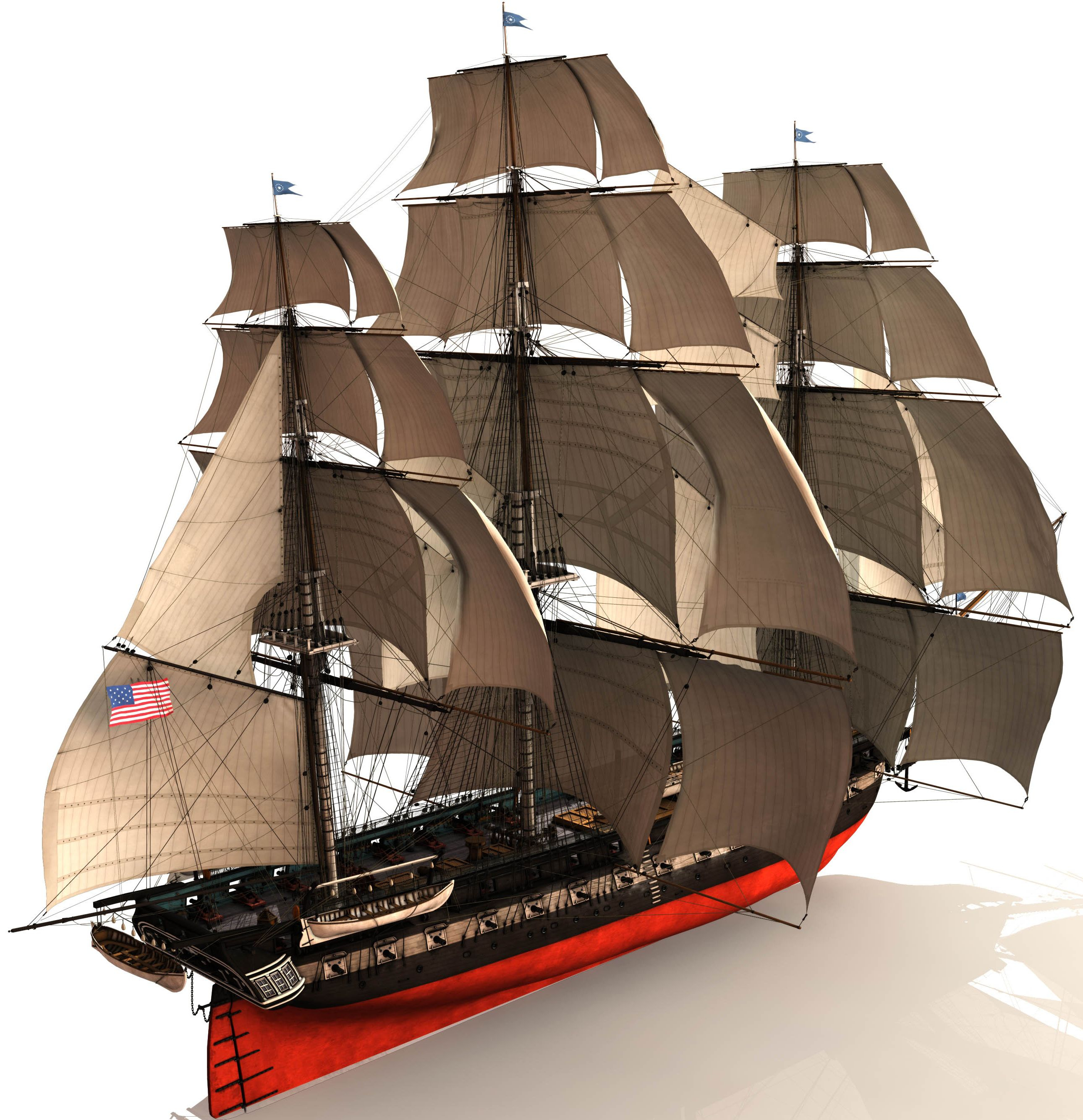 uss constitution ship 3d model