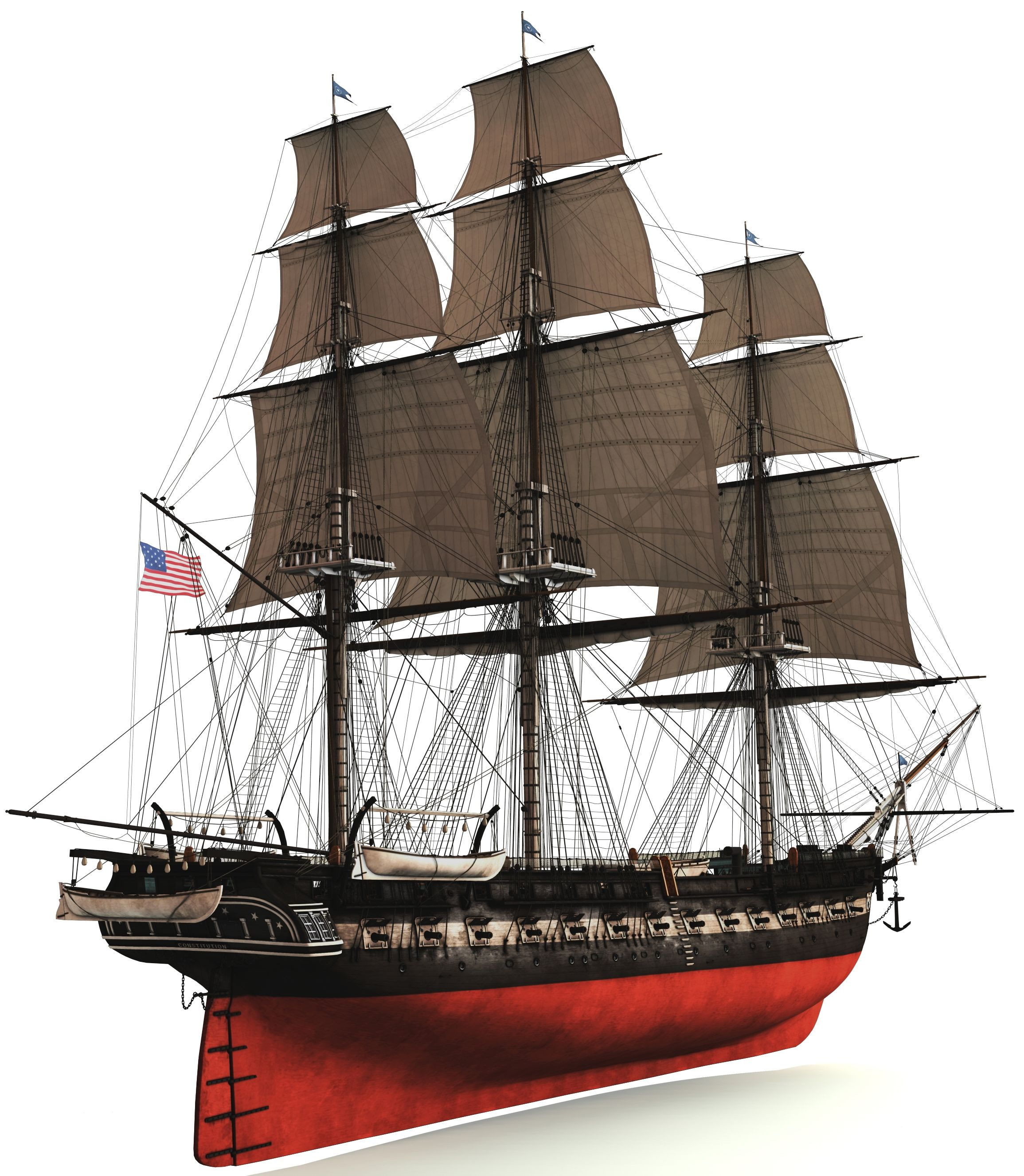 uss constitution ship 3d model