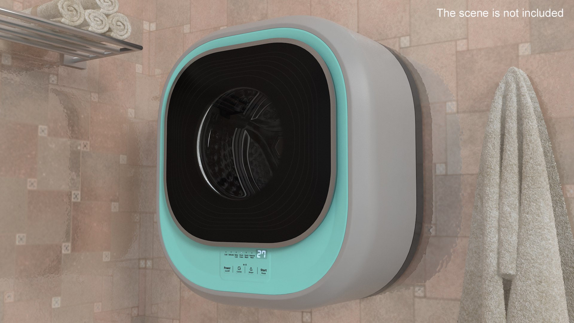 Mini Washing Machine Wall Mounted Blue 3D - TurboSquid 1987197