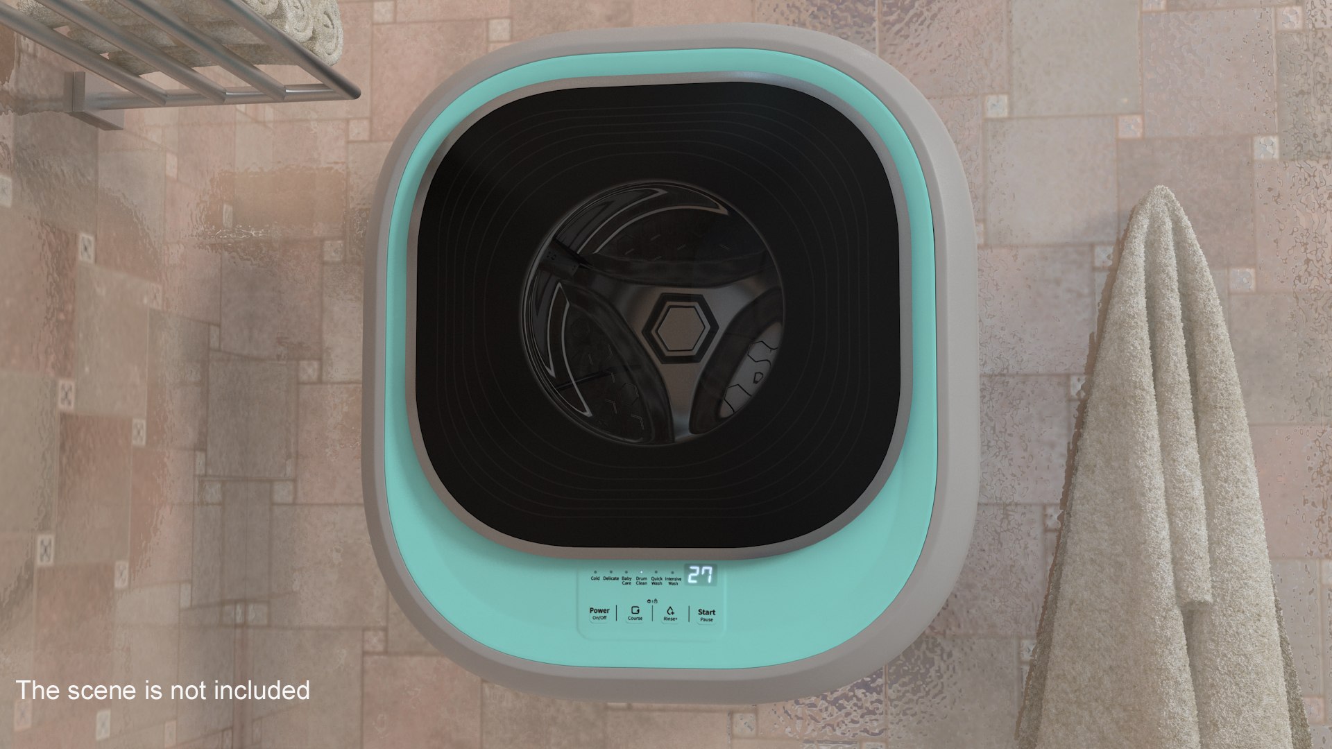 Mini Washing Machine Wall Mounted Blue 3D - TurboSquid 1987197