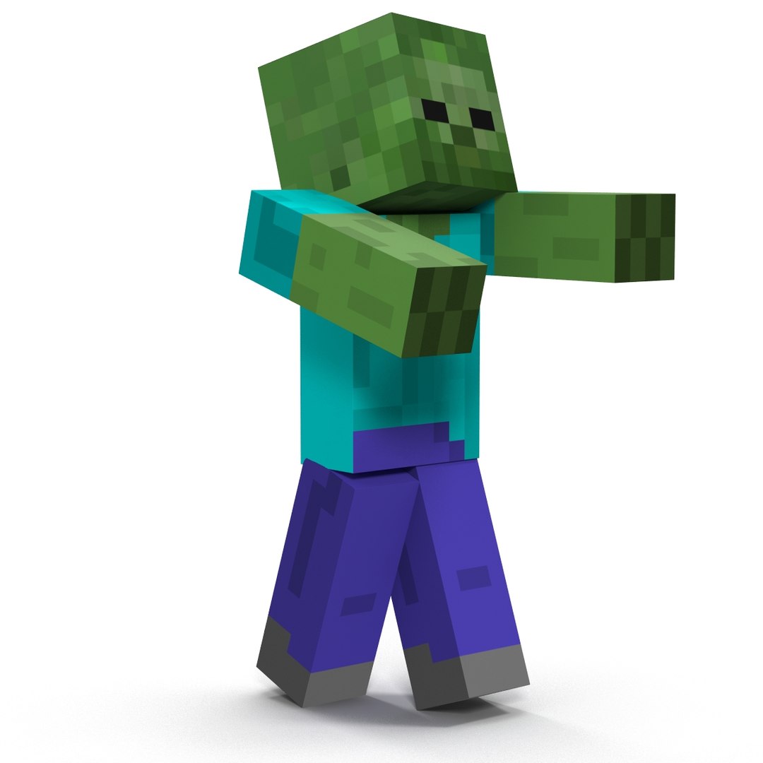 3D Model Minecraft Zombie Rigged - TurboSquid 1499630