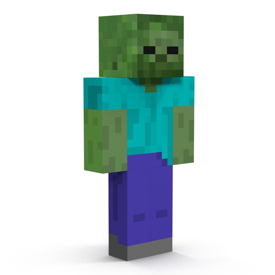 3D Model Minecraft Zombie Rigged - TurboSquid 1499630