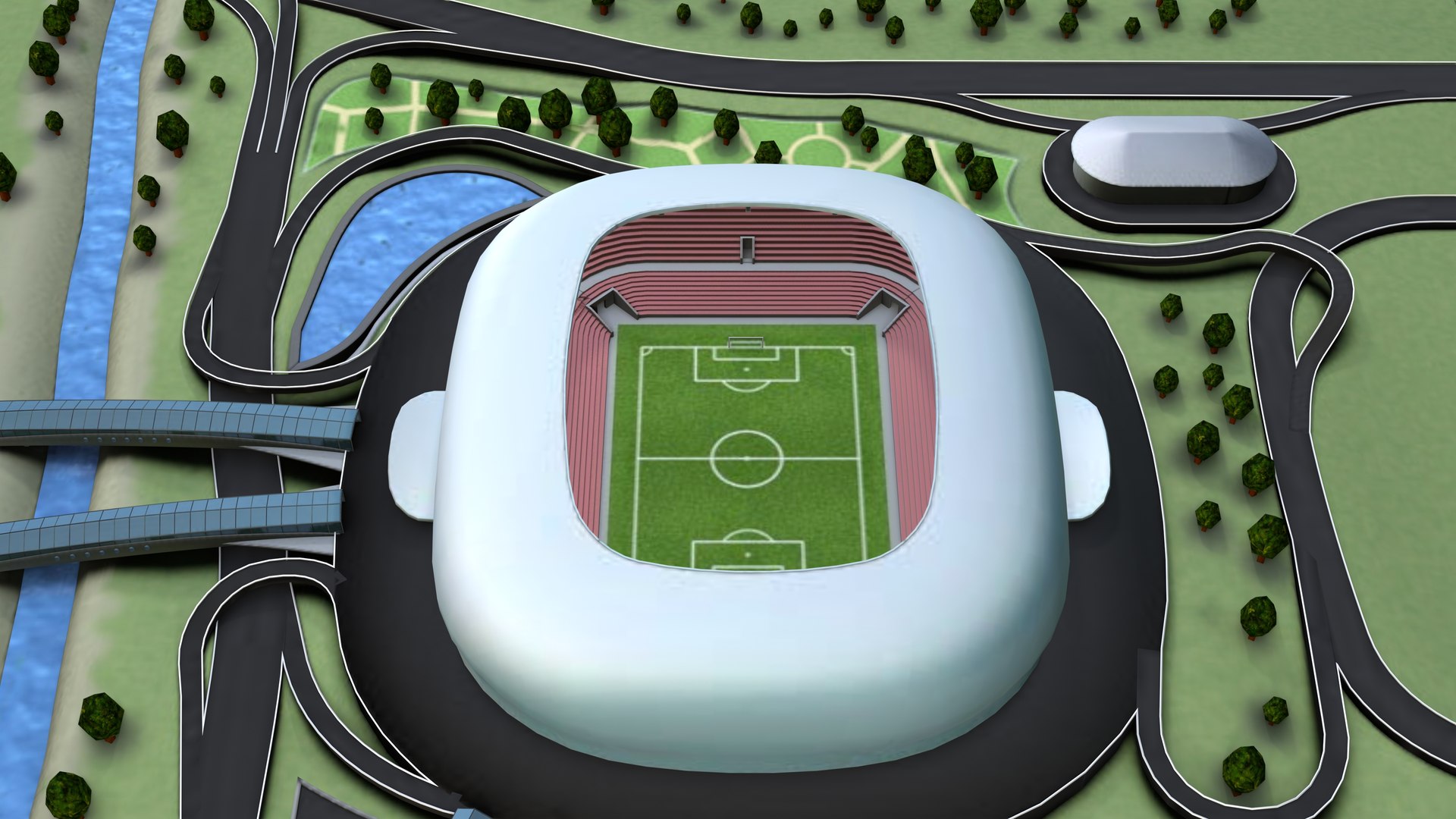 3D Football Stadium With Surrounding Area - TurboSquid 2035486