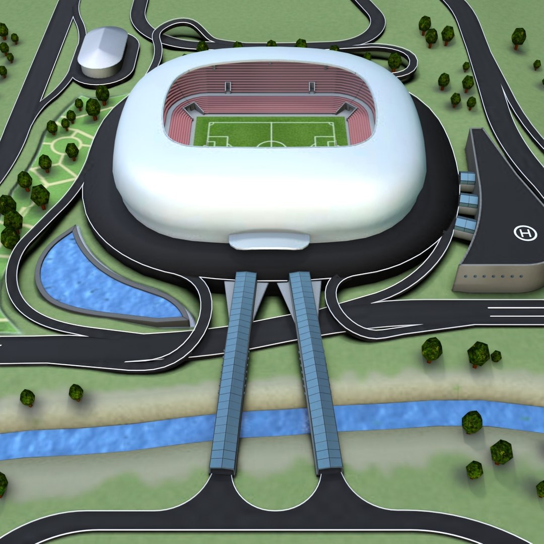 3D Football Stadium With Surrounding Area - TurboSquid 2035486