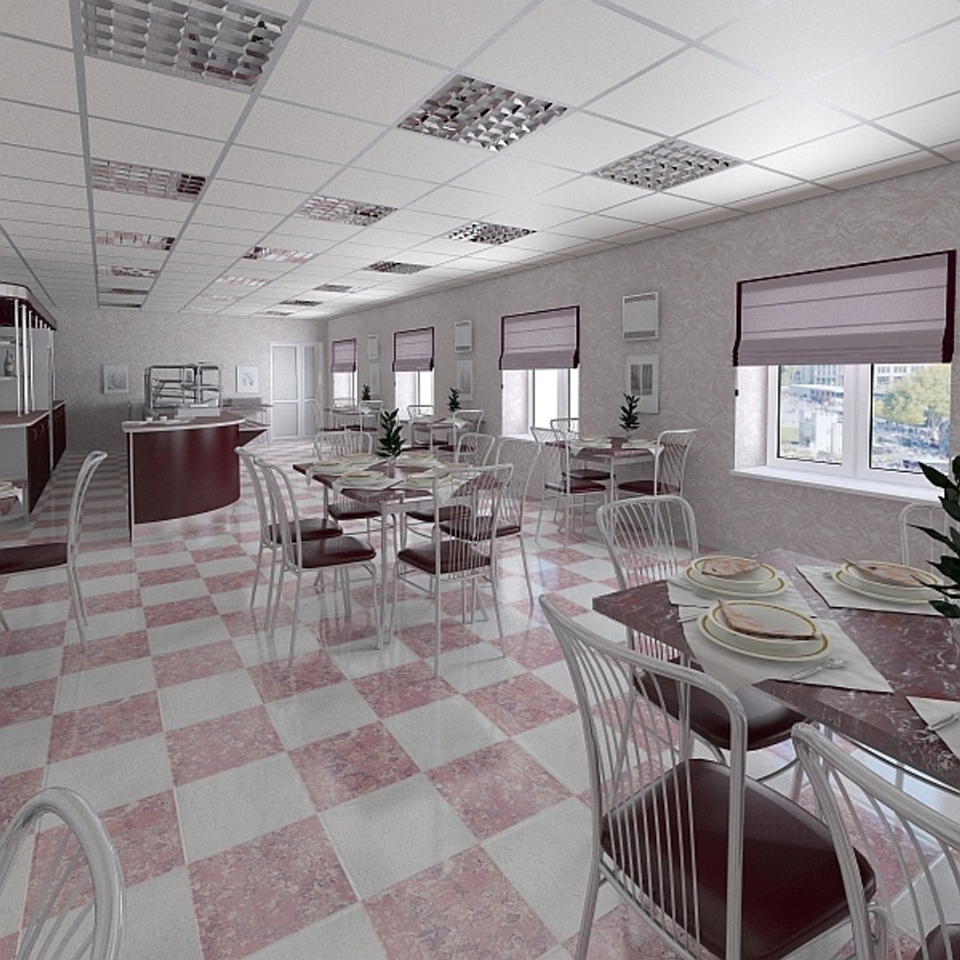 3d cafe scene model