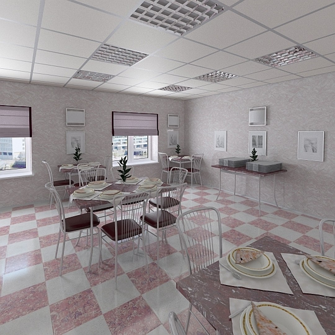 3d cafe scene model