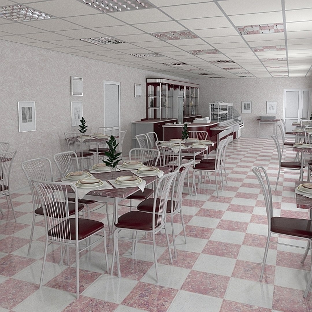 3d cafe scene model