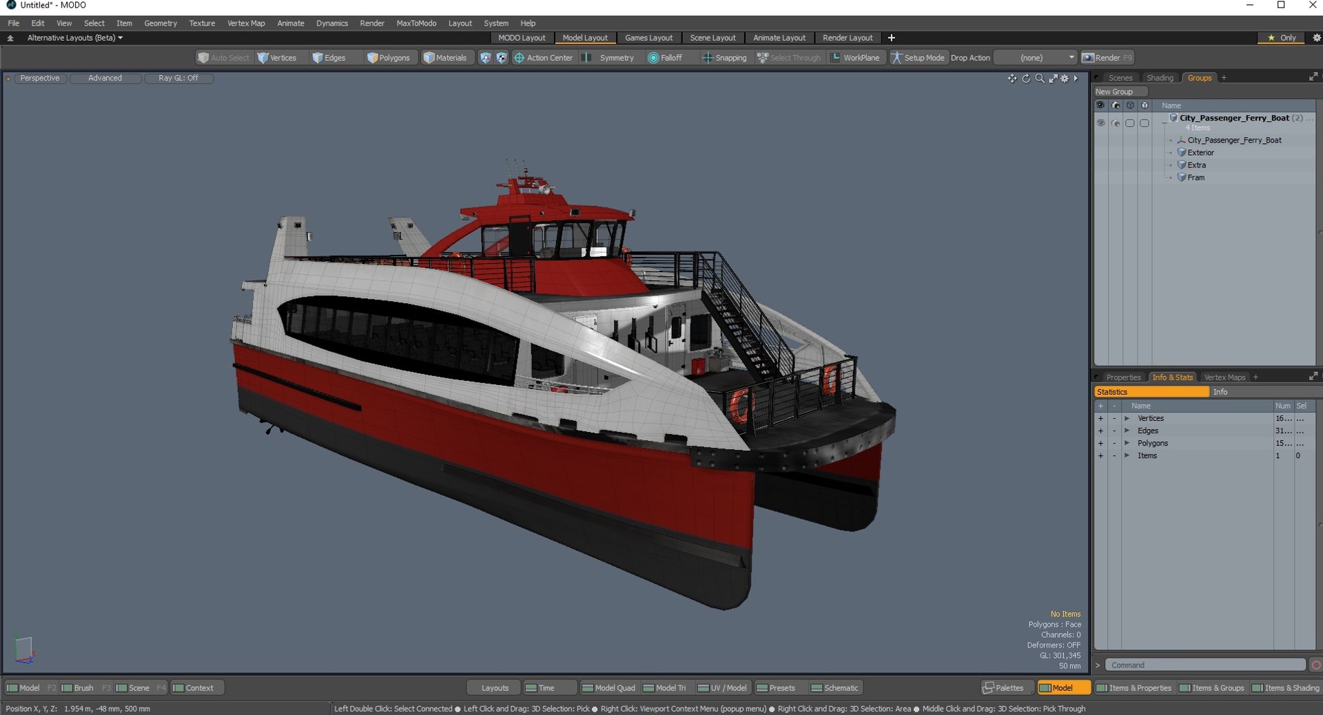 3D City Passenger Ferry Boat Model - TurboSquid 2260932