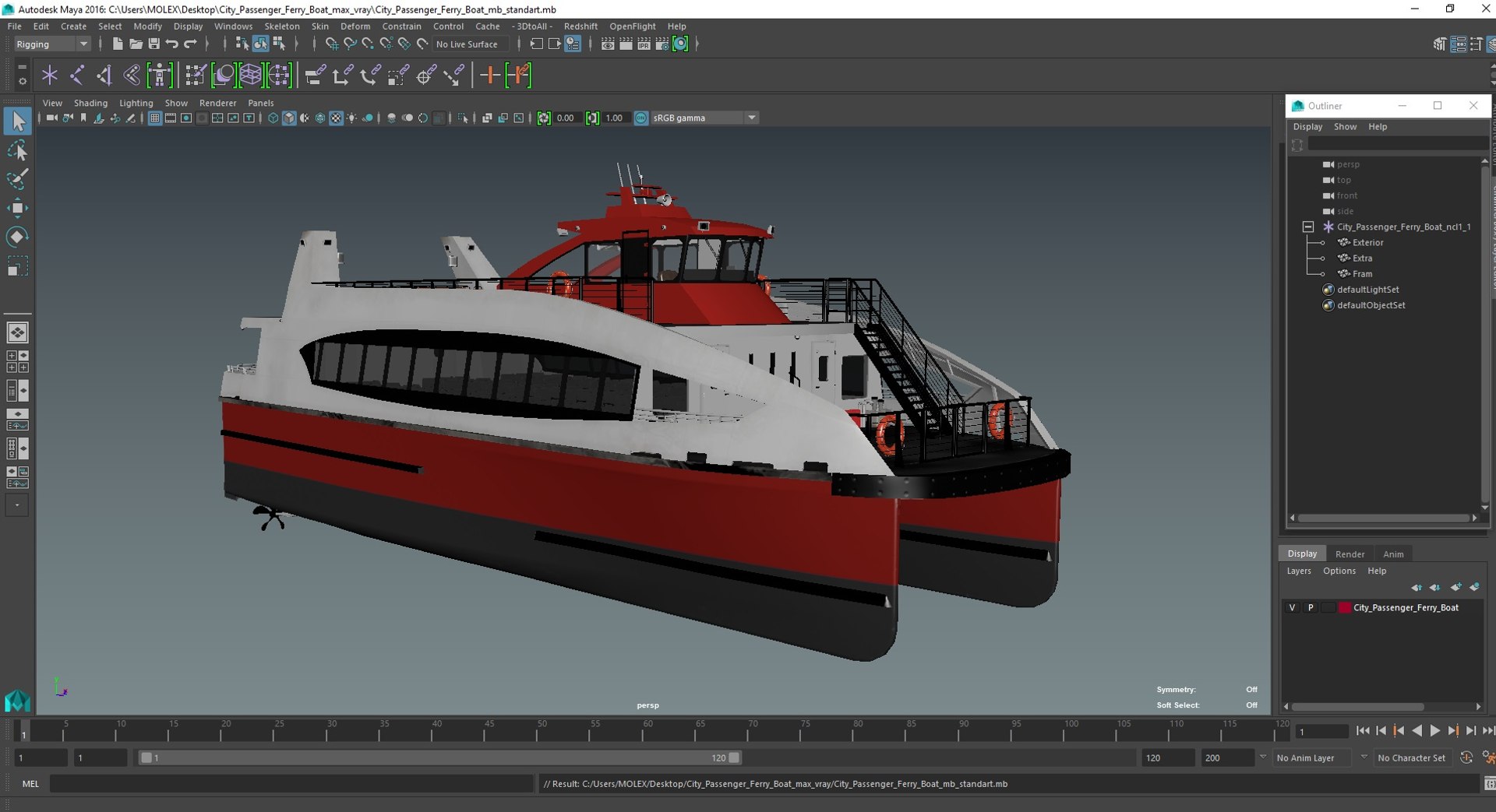 3D City Passenger Ferry Boat Model - TurboSquid 2260932