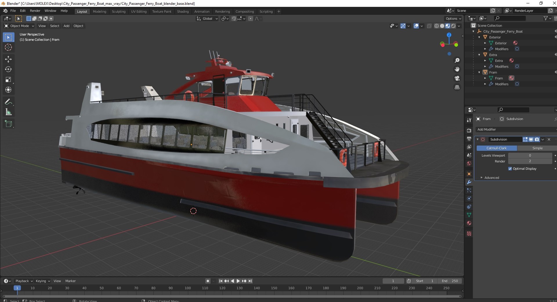 3D City Passenger Ferry Boat Model - TurboSquid 2260932