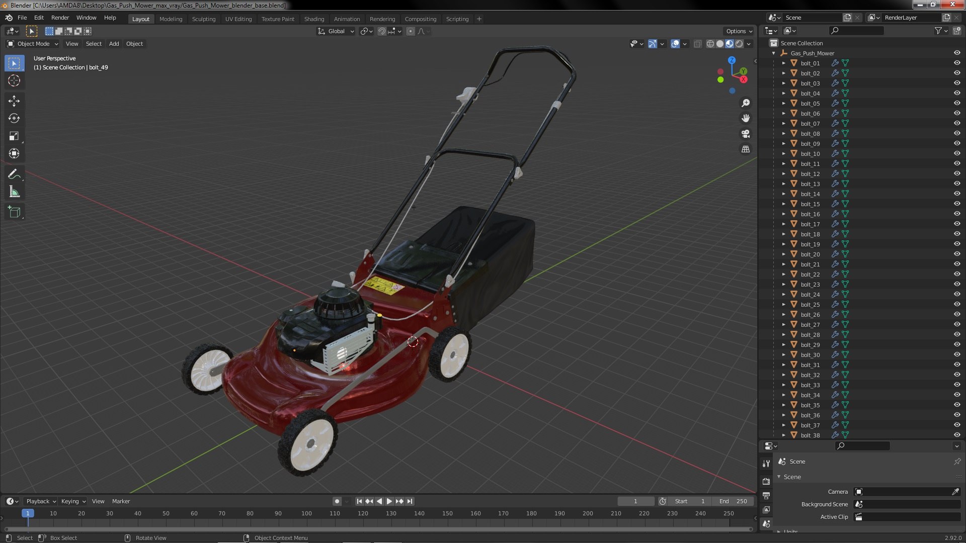 3D Model Gas Push Mower - TurboSquid 2117265