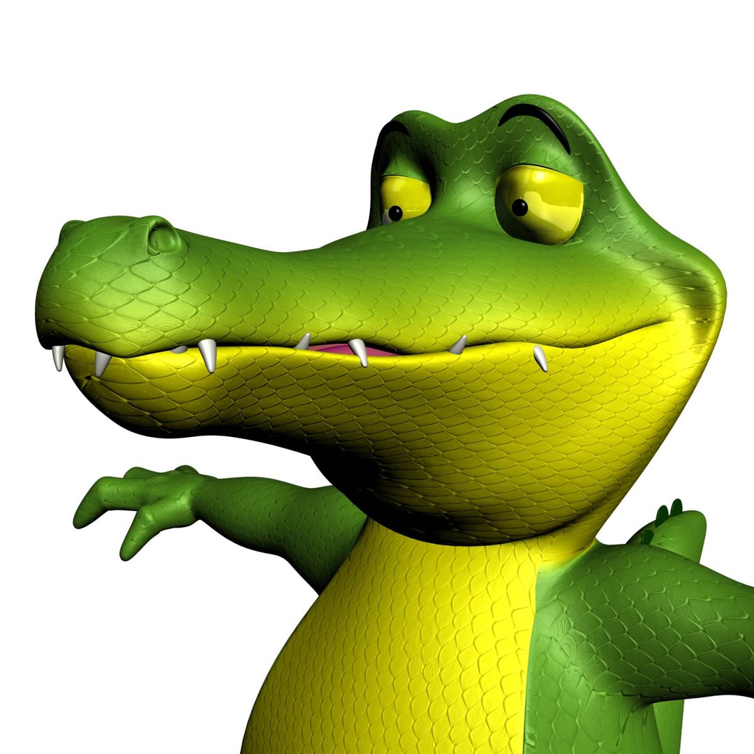 Cartoon Crocodile Rigged 3d Model