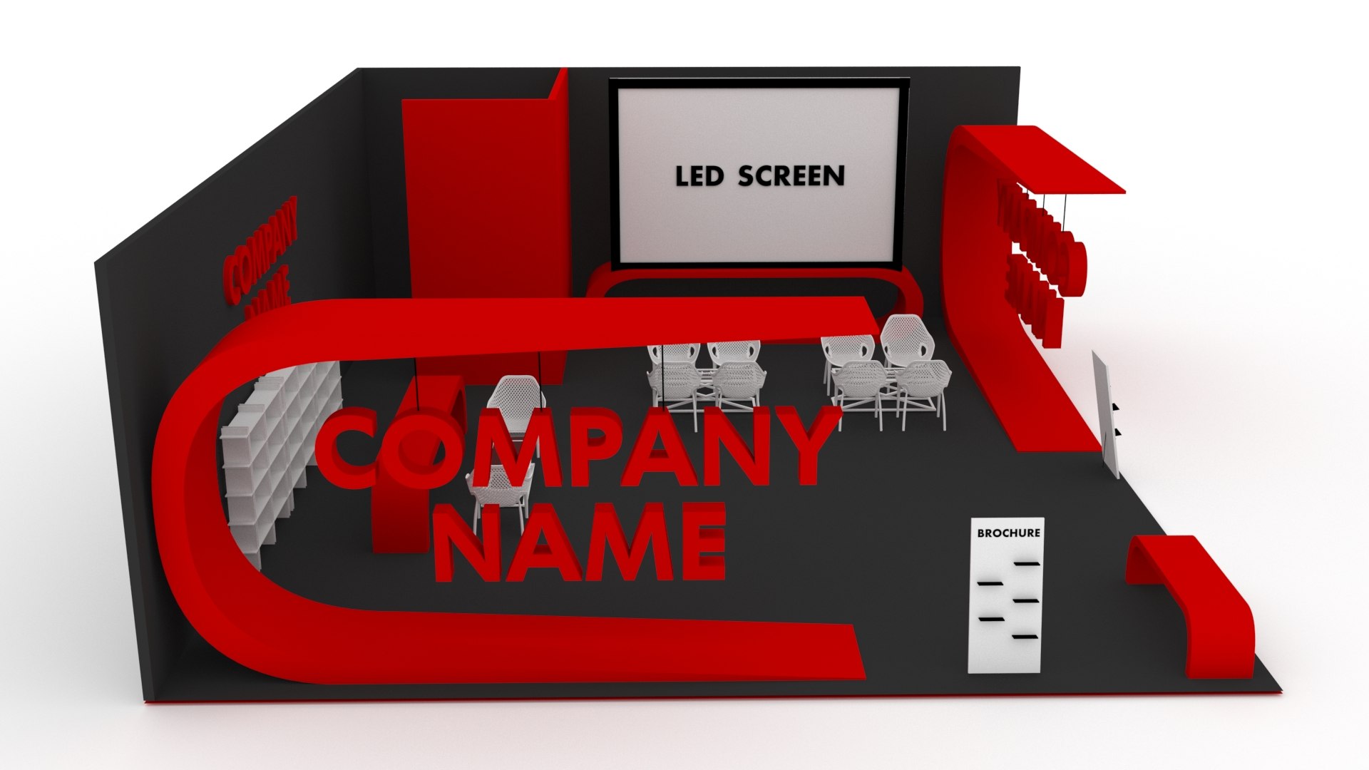 Red And Black Booth Exhibition Stand Stall Model - TurboSquid 2104901