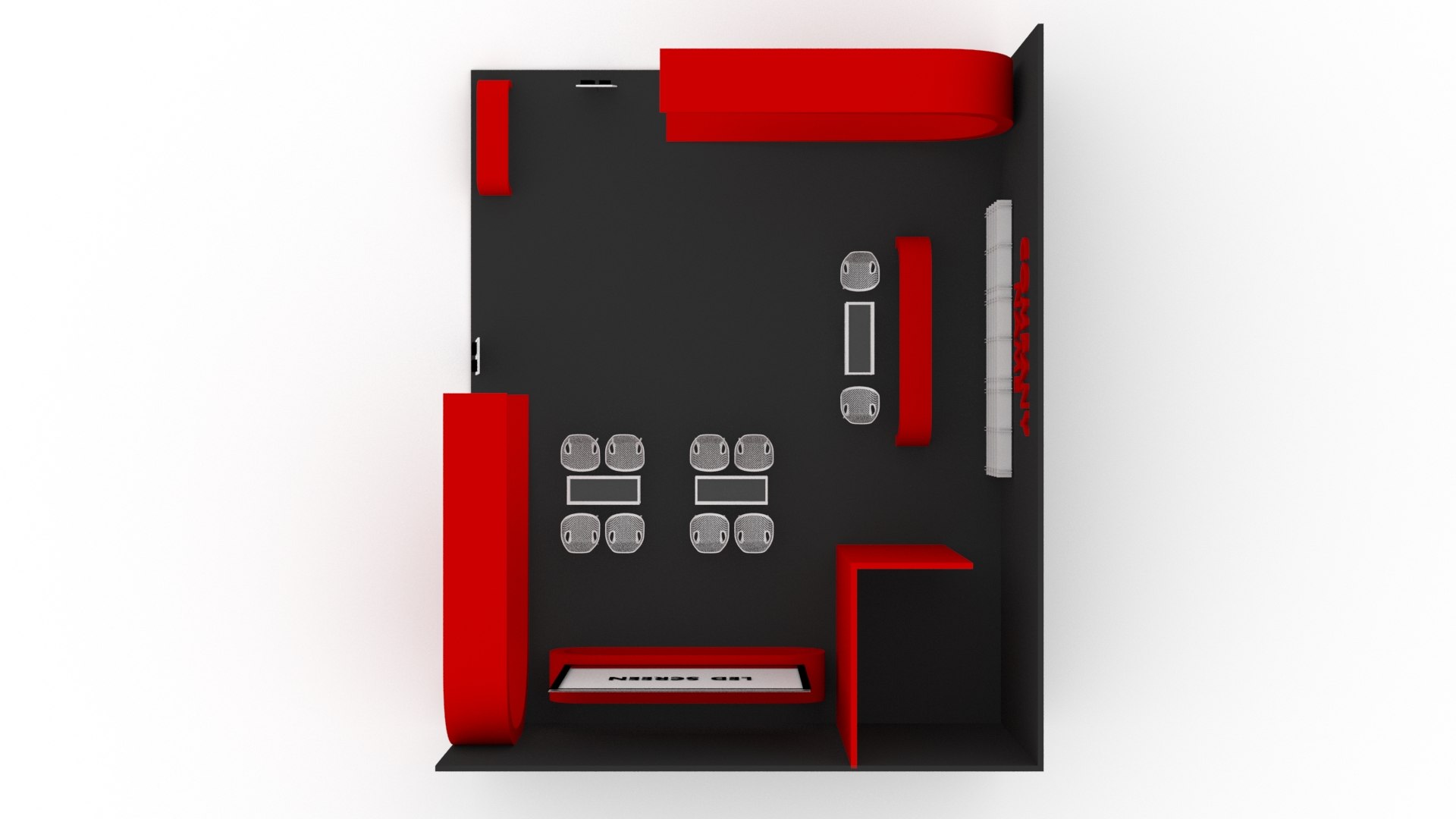 Red And Black Booth Exhibition Stand Stall Model - TurboSquid 2104901