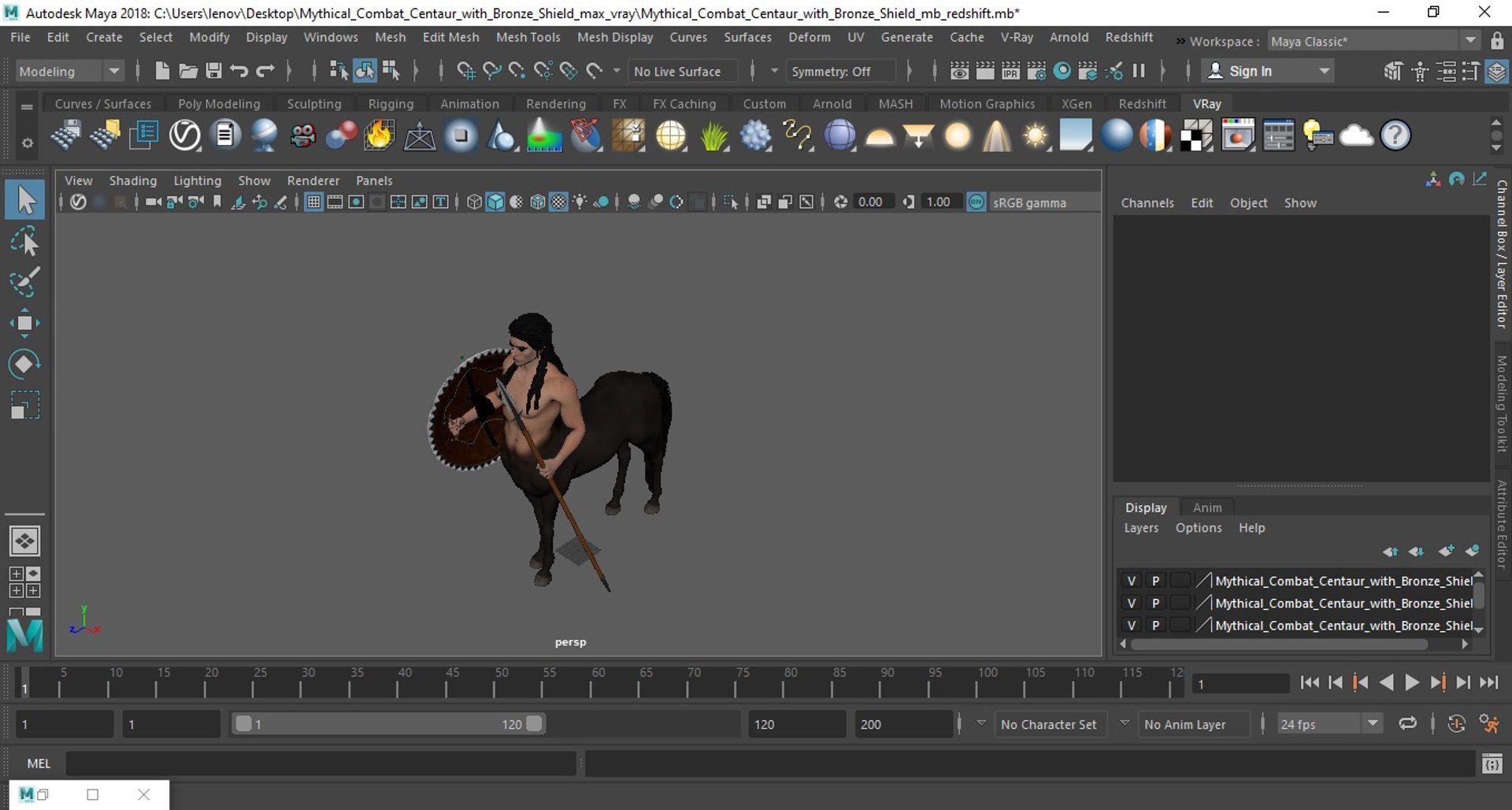 3D Model Mythical Combat Centaur With Bronze Shield - TurboSquid 2405890