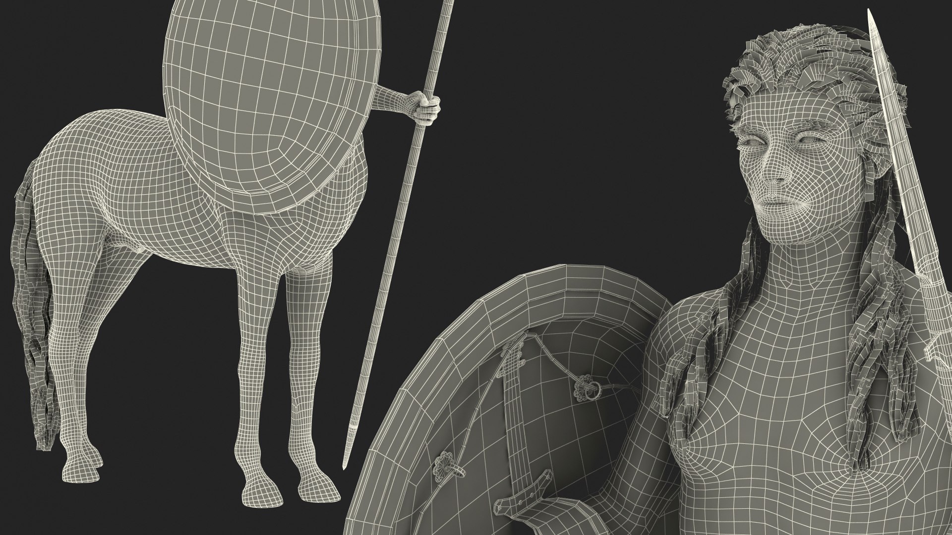 3D Model Mythical Combat Centaur With Bronze Shield - TurboSquid 2405890