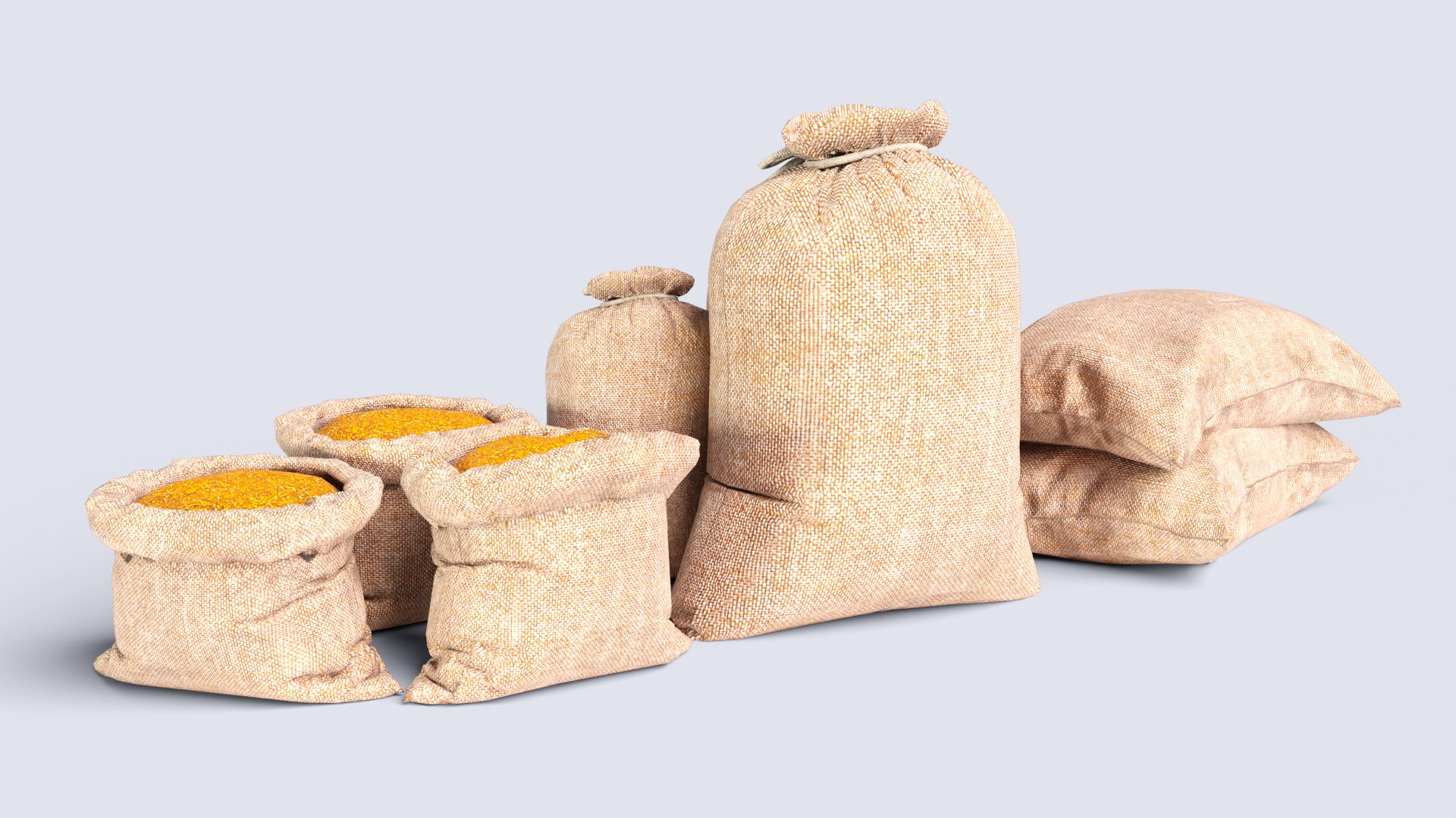 3D Burlap Sacks Pack Model - TurboSquid 2242165