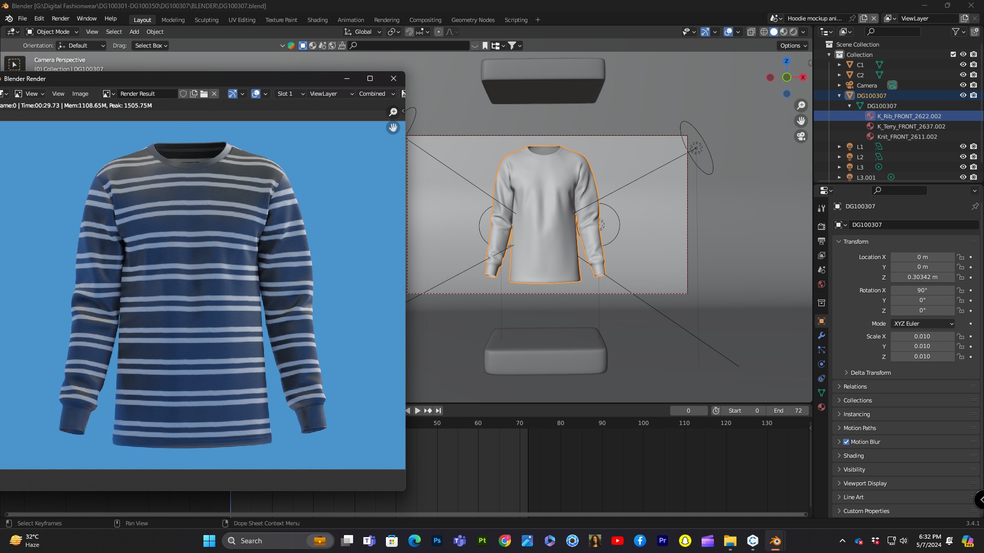 Round Neck Long Sleeve Sweat T-Shirt CLO File 3D Model - TurboSquid 2225375
