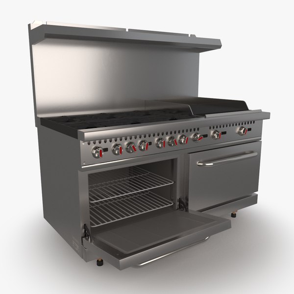 3D Commerical Stainless Steel Kitchen Range - TurboSquid 1768694