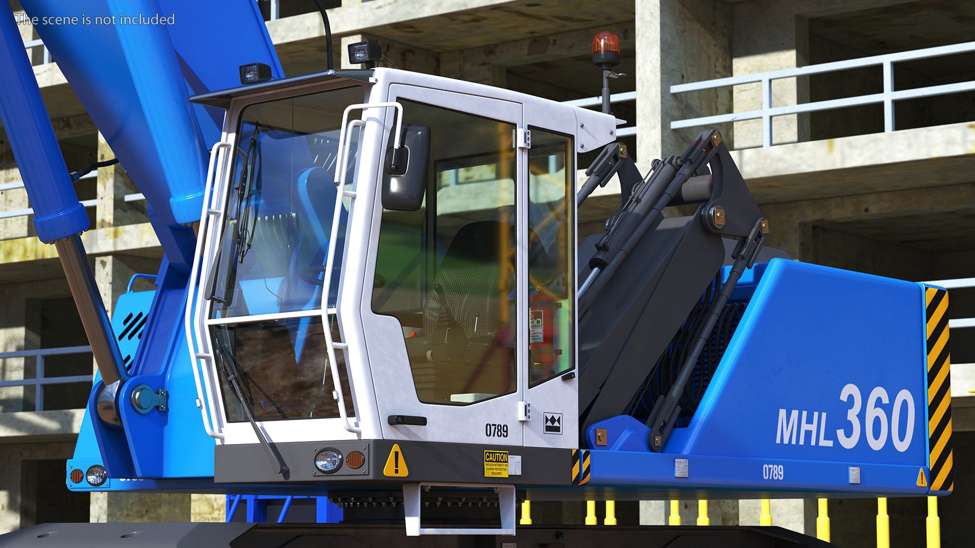 3D Terex Fuchs MHL360 Material Handler with Magnet Crane Rigged model ...