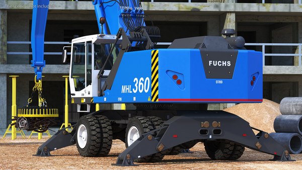 modelo 3d Manipulador de materiales Terex Fuchs MHL360 con grúa magnética montada - TurboSquid ...