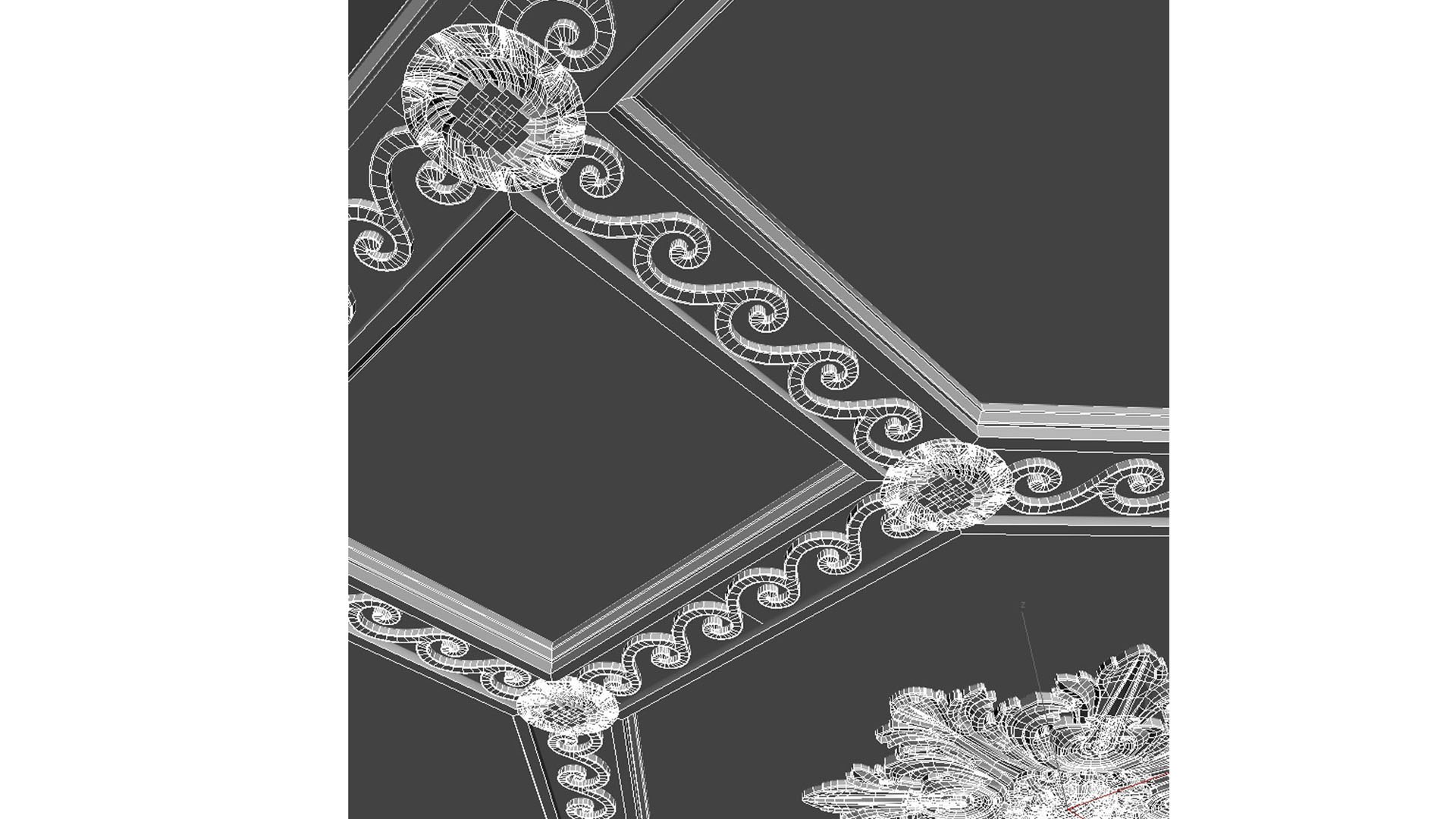DOWNING STREET PLASTER STRAPWORK CEILING WITH ROCOCO CEILING CENTRE 3D ...
