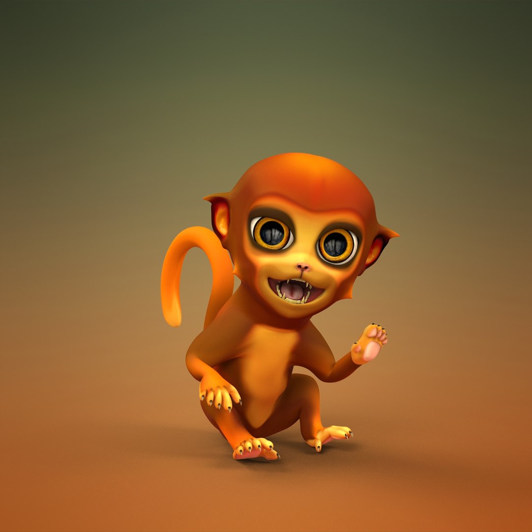 Cute Cartoon Monkey Rigged Max